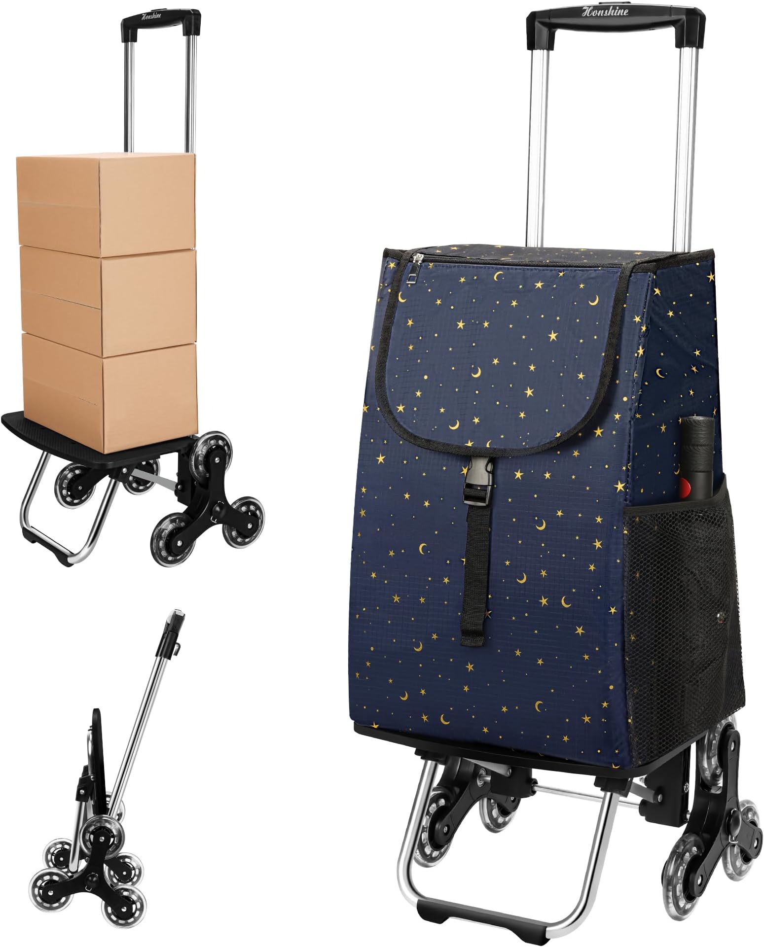 Amazon.com: Foldable Stair Climbing Shopping Cart: Rolling Cart with ...