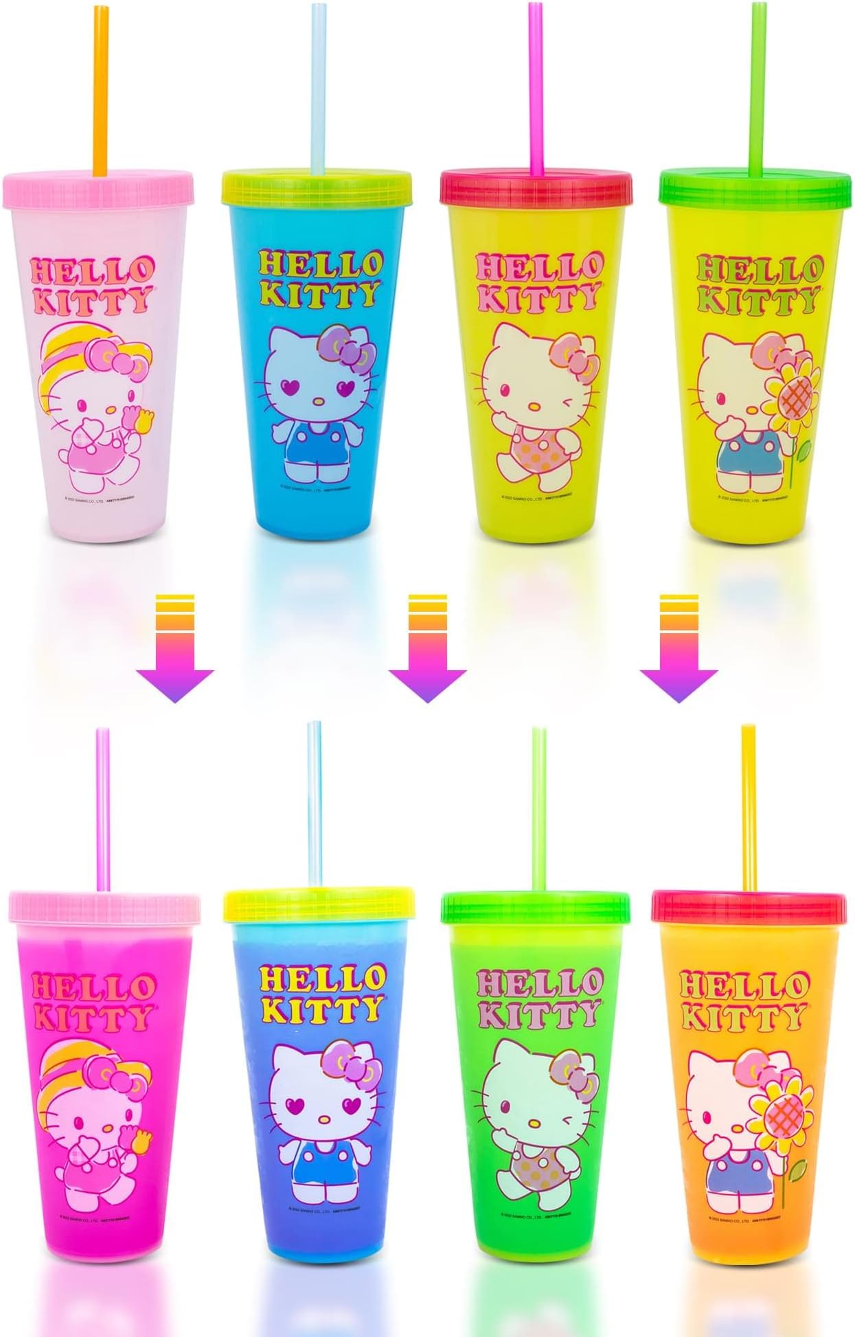 Amazon.com | Sanrio Hello Kitty Plastic Cups 7.8 × 8.5 × 7.8 cm 260ml ...