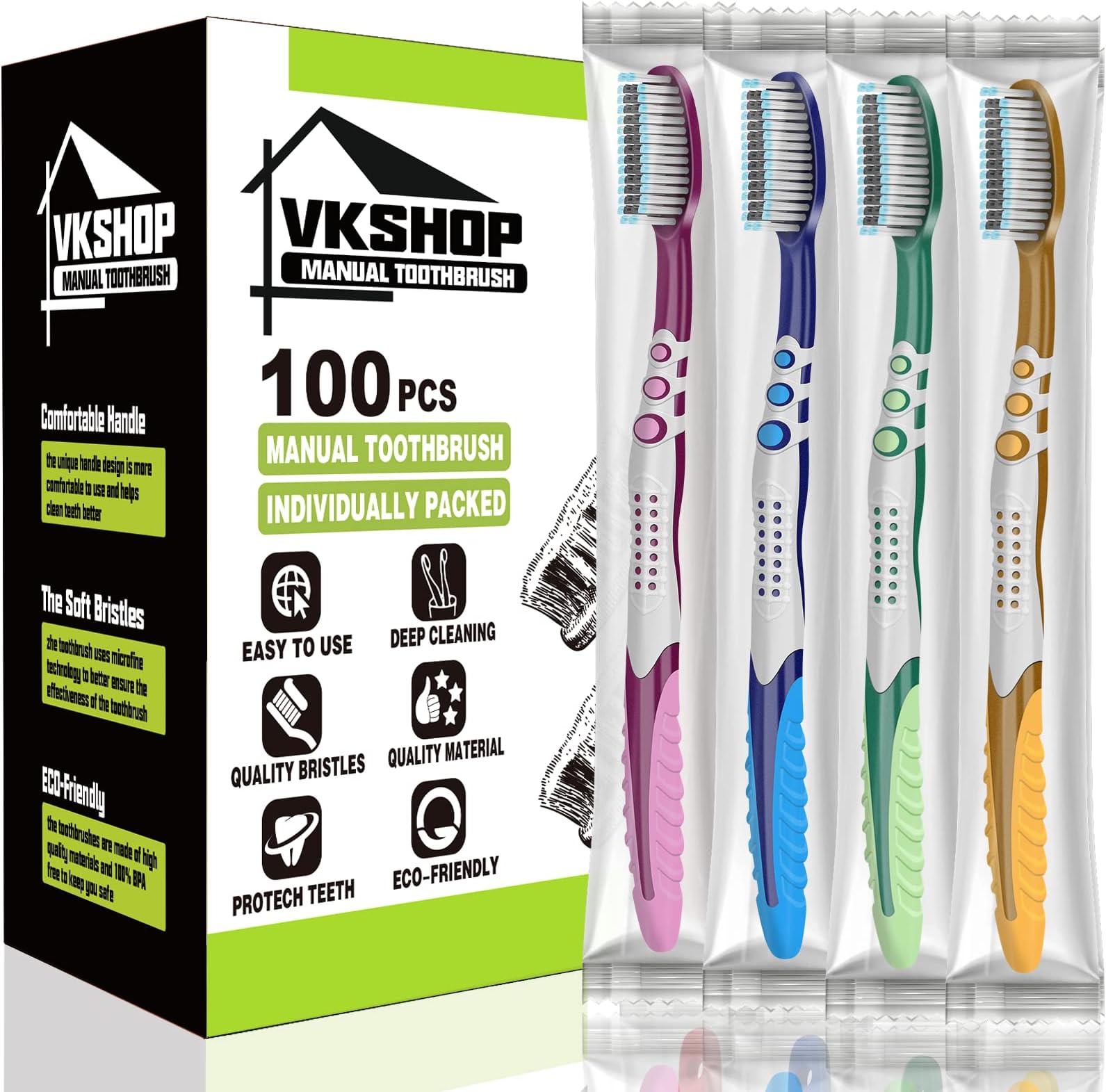 Amazon.com : Online Best Service 100 Pack Toothbrush Standard Classic ...