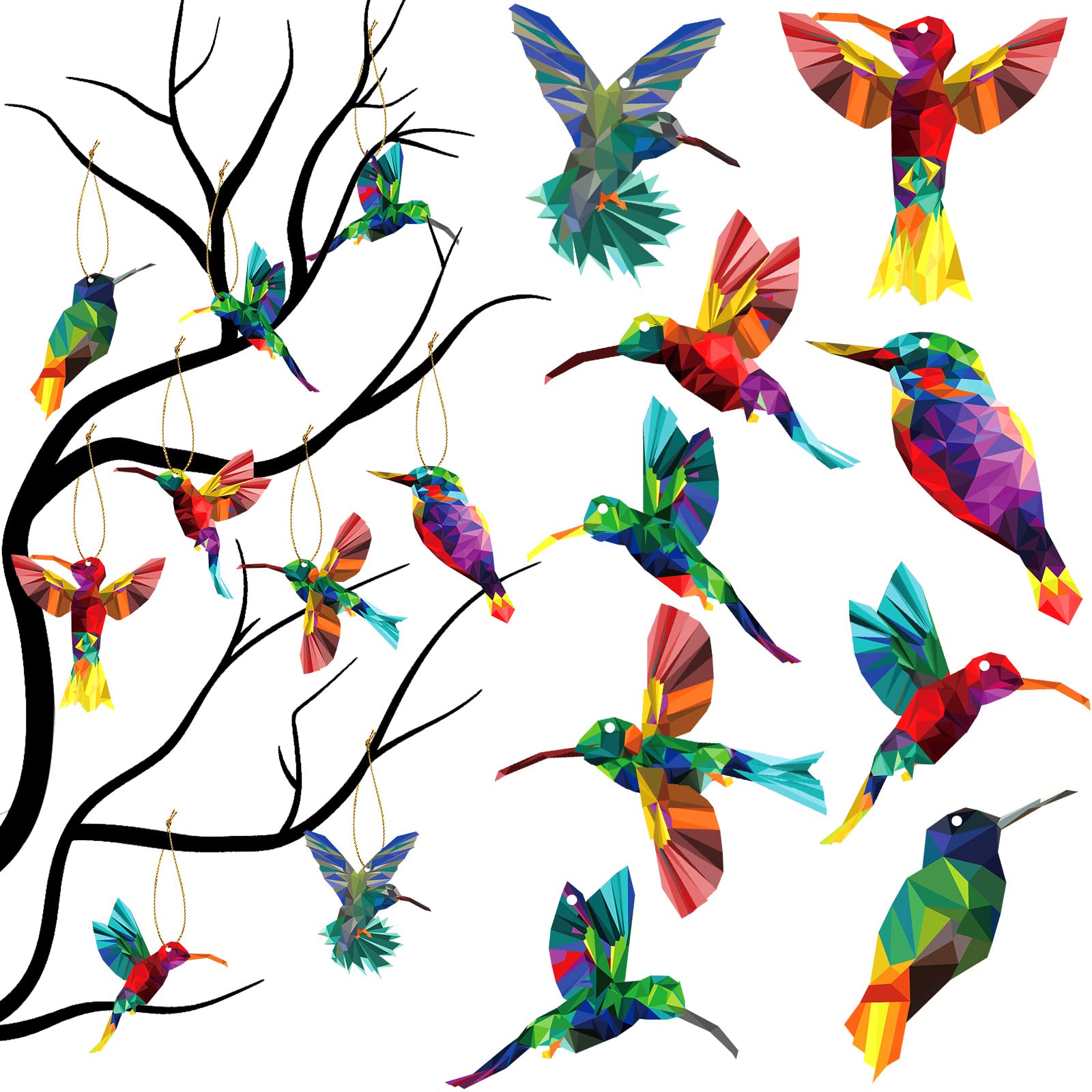 Amazon.com: 18 Pcs Hummingbird Ornaments Christmas Hanging Iridescent ...