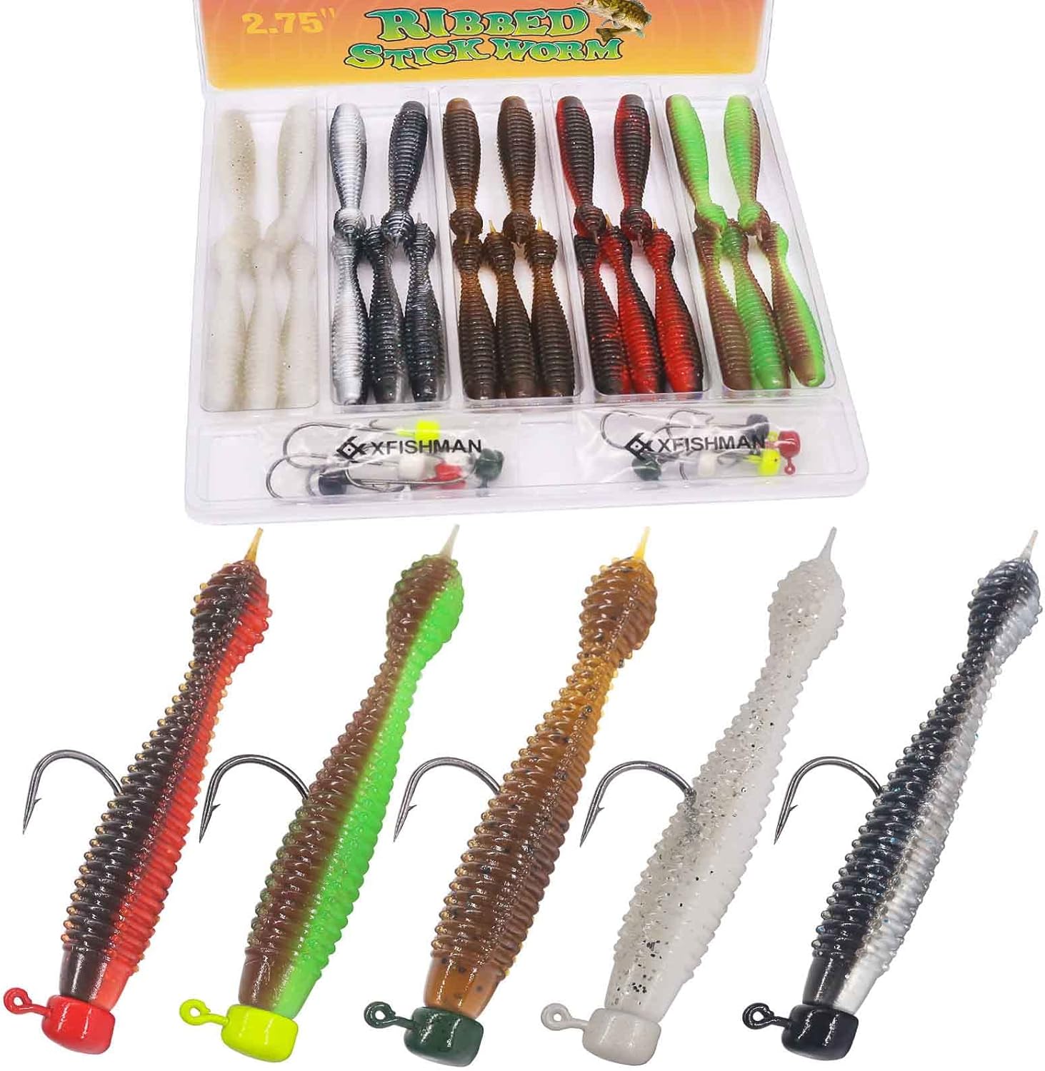 Amazon.com : XFISHMAN-Ned-Rig-Jig-Heads-Baits-Kit-Finesse-Worms-for ...
