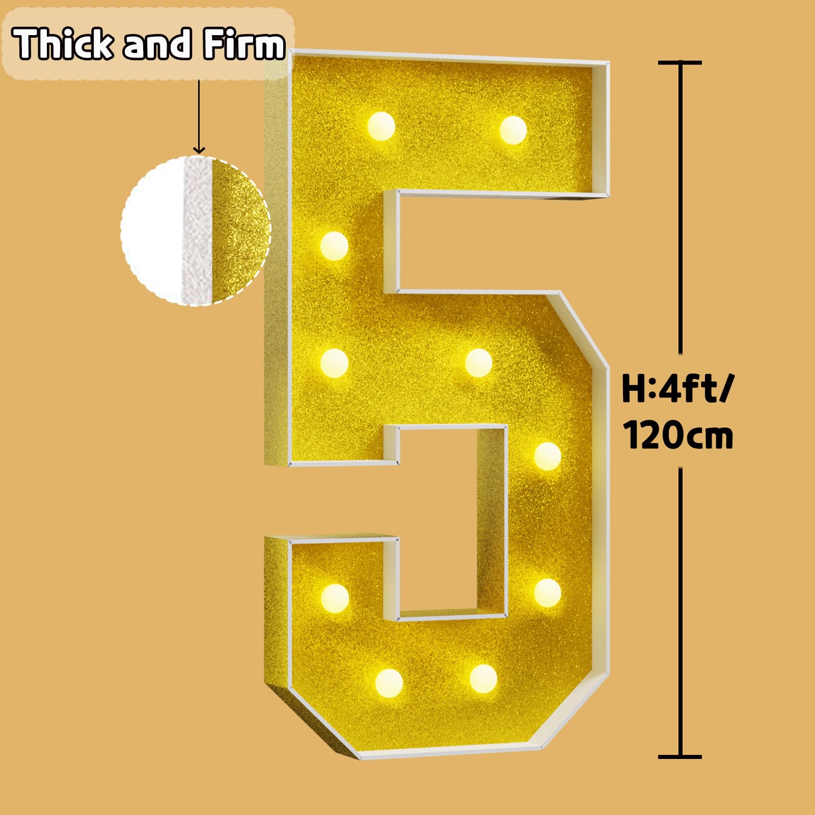 Snapklik.com : Imprsv 4FT Gold Marquee Numbers,DIY Marquee Numbers ...
