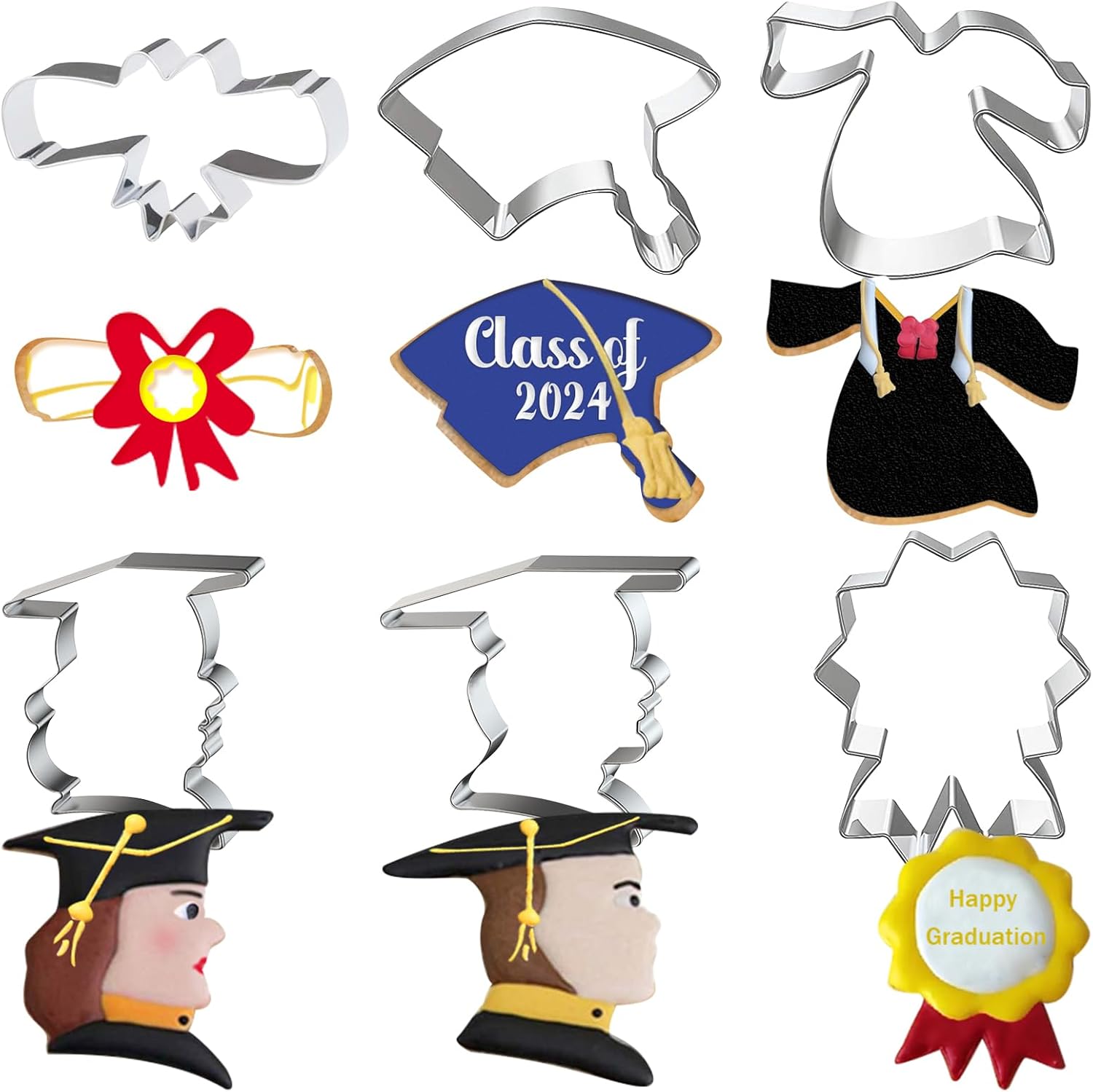 Amazon.com: Glodecart 6PCS Graduation Cookie Cutter 2024 for Baking ...