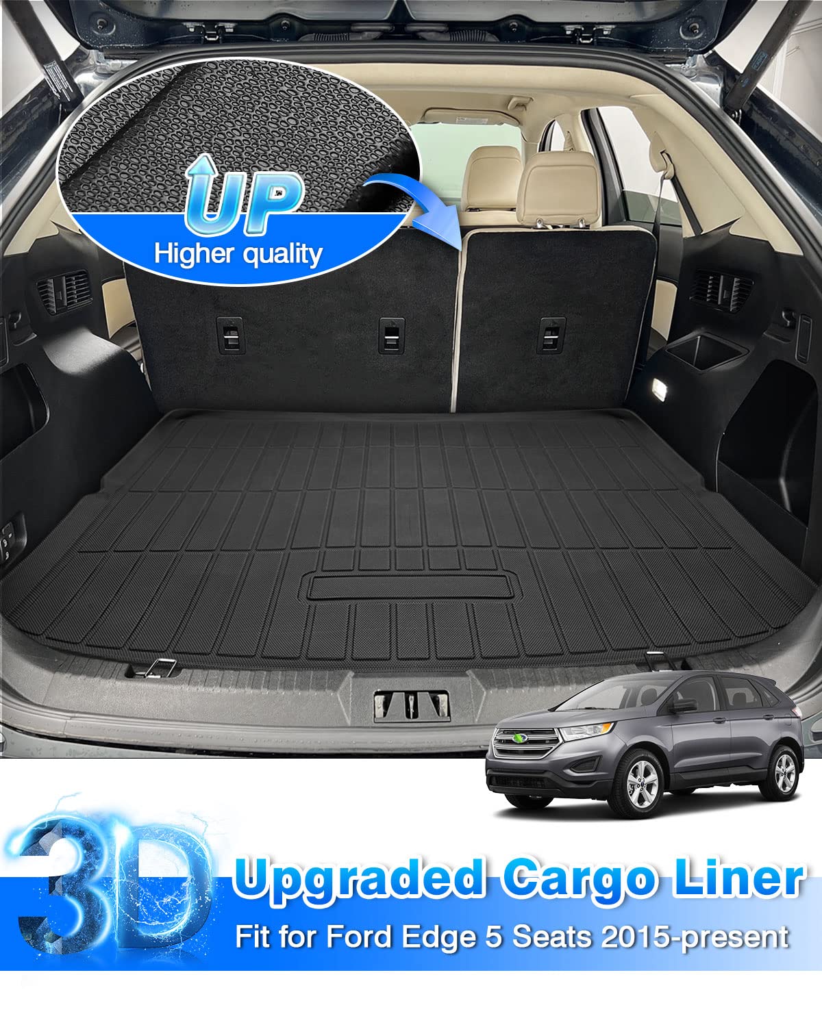 Cartist Cargo Liner Fits for Ford Edge 2015-2023 (Fit for 5 Seats ONLY ...