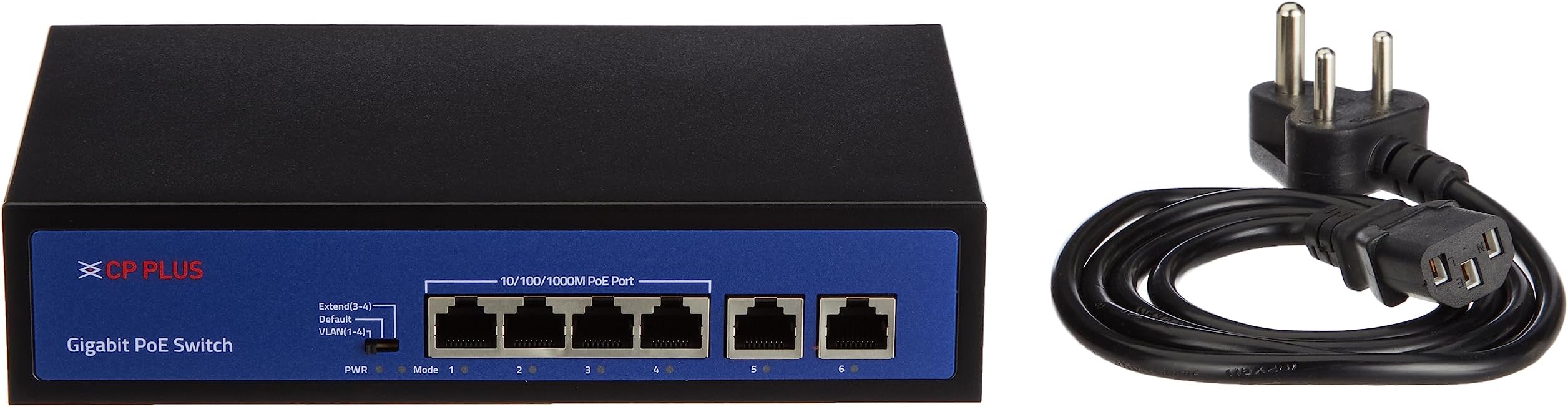 CP Plus 6 Ports Switch with 4 Gigabit PoE Ports (1000 Mbps) & 2 Gigabit ...
