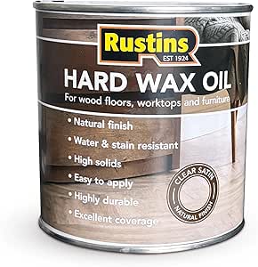 Rustins Hard Wax Oil 1L, Clear Satin Finish, for Wood Floors, Worktops ...