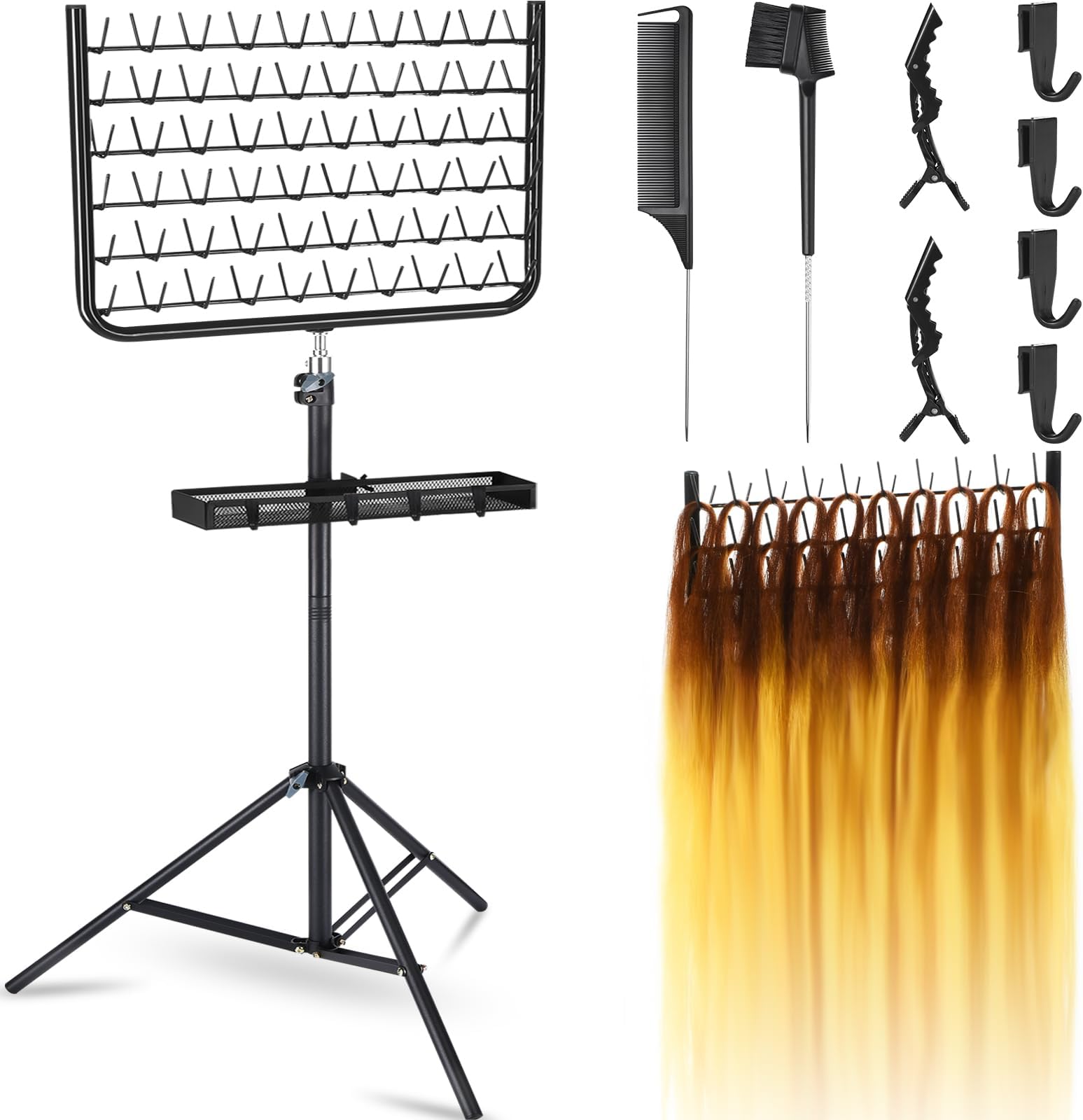 Amazon.com : Braiding Hair Rack, 144 Pegs Wooden Hair Braiding Rack ...