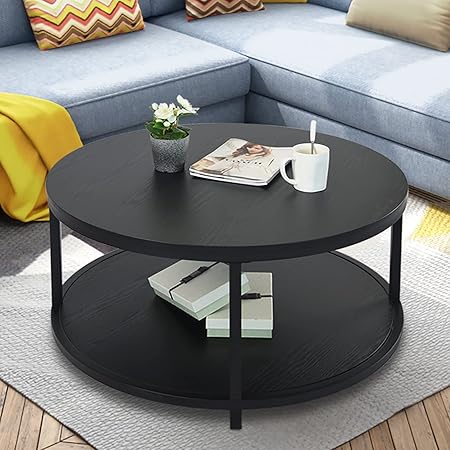 Amazon.com: Small Round Coffee Table with Open Storage for Small Space ...