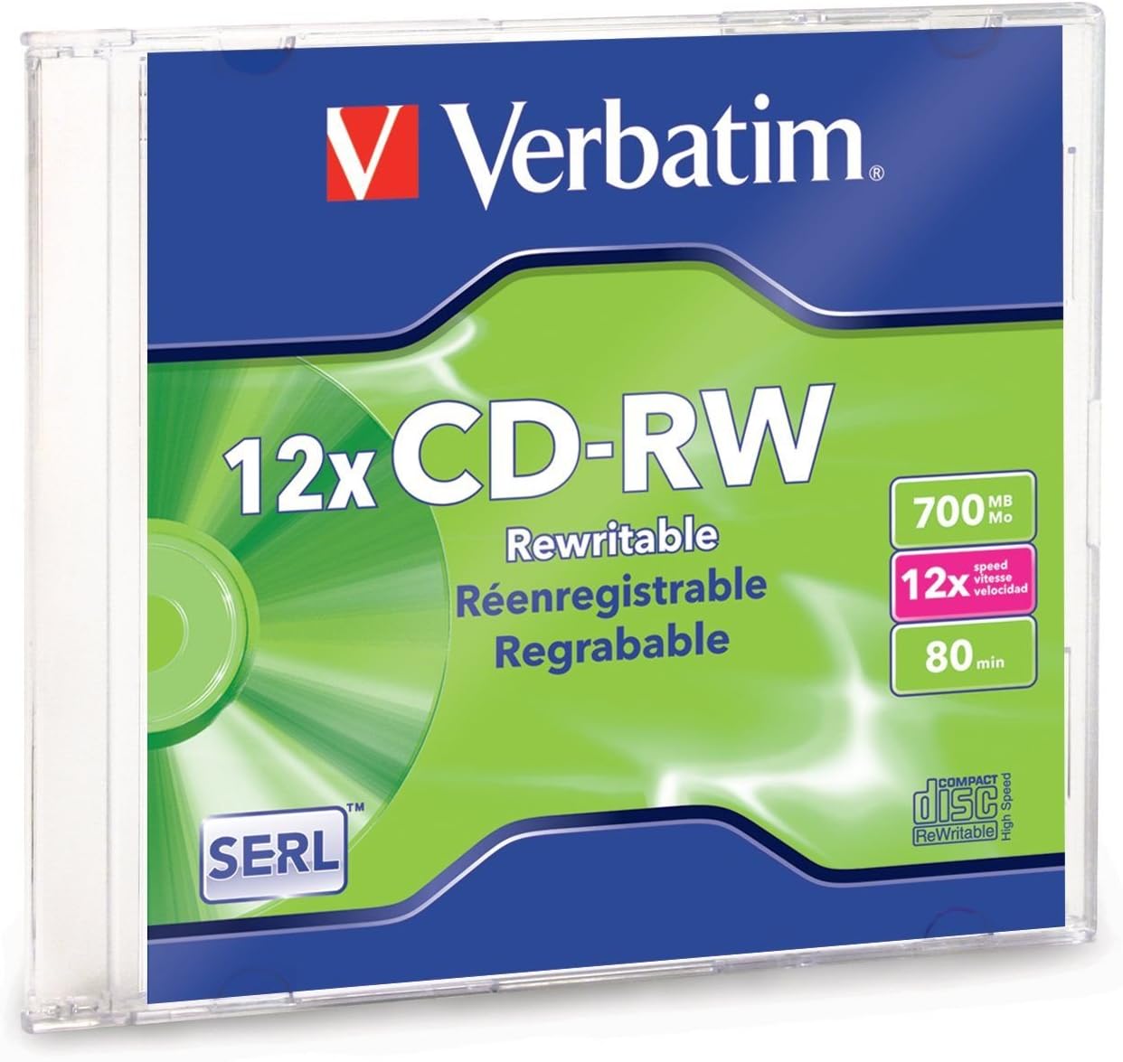 Amazon.com: Verbatim CD RW, 4X 12X High Speed, 80 Minutes, 700MB ...