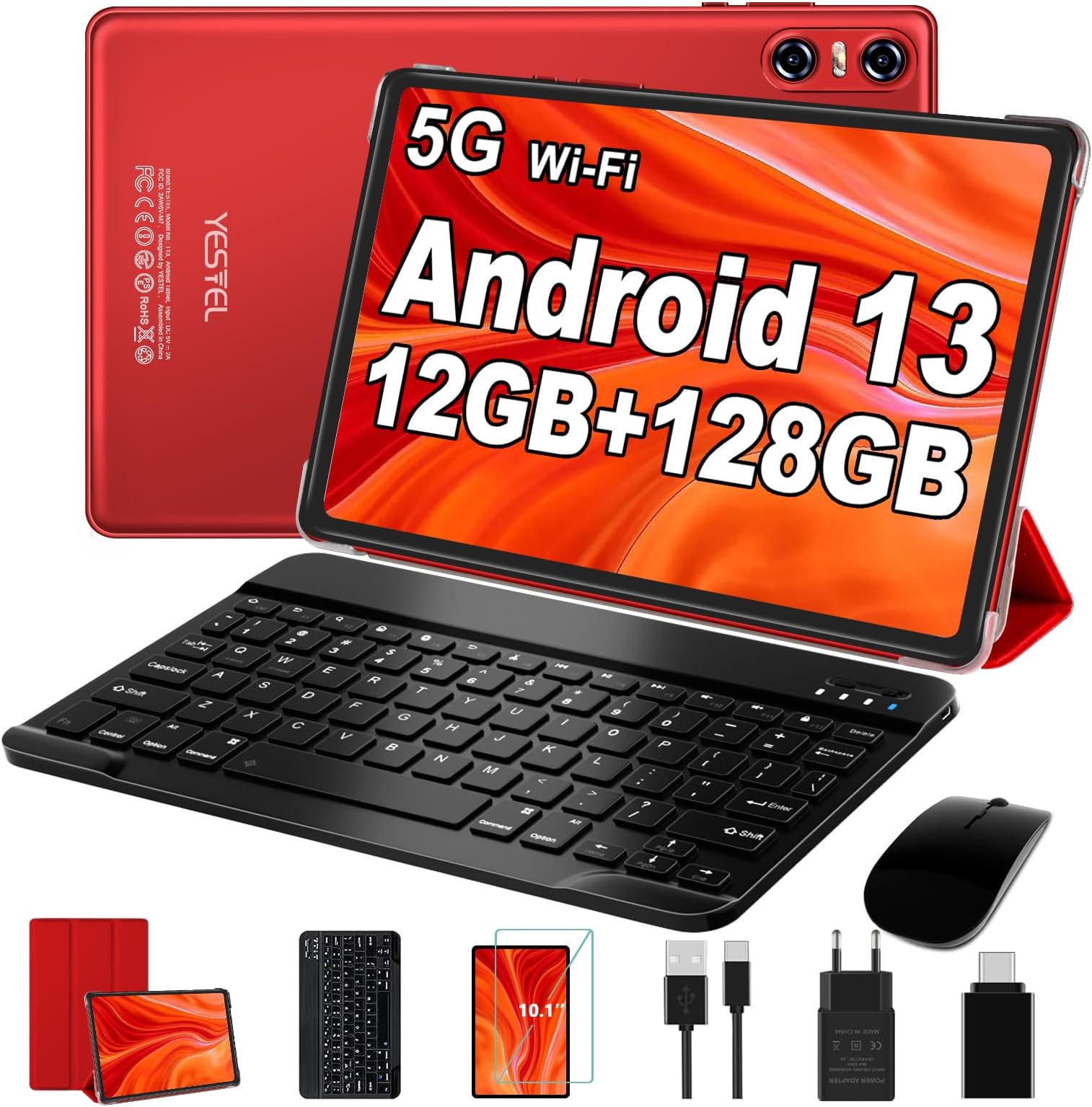 YESTEL Tablet 10 Pollici Android 13 con 12GB RAM 128GB ROM (TF 1TB ...