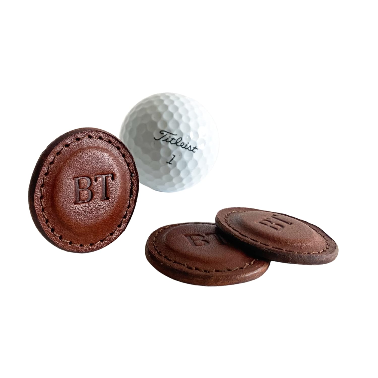 Amazon.com: Monogrammed Leather Golf Ball Markers | Set of 2 ...