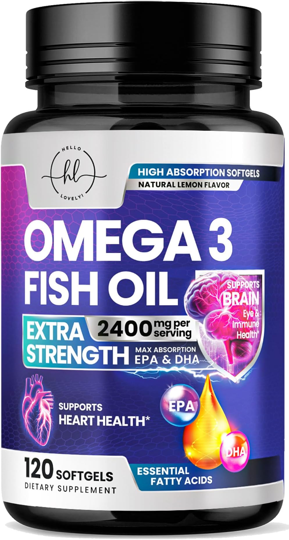 Amazon.com: Omega 3 Fish Oil Triple Strength 2400 mg Rapid Release ...