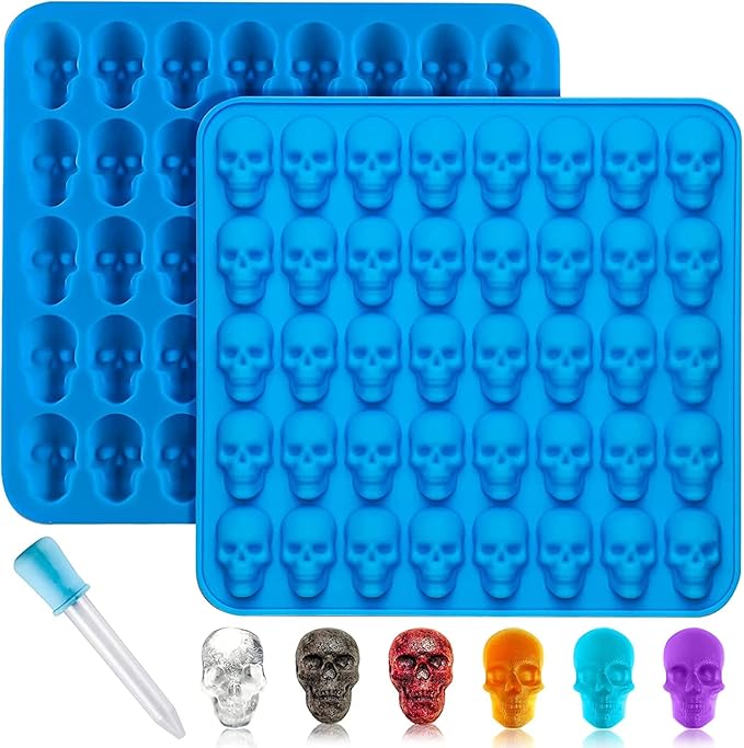 Halloween Skull Candy Mold With 1 Droppers 40 Cavity Skull Silicone halloween-skull-candy-mold-with-1-droppers-40-cavity-skull-silicone