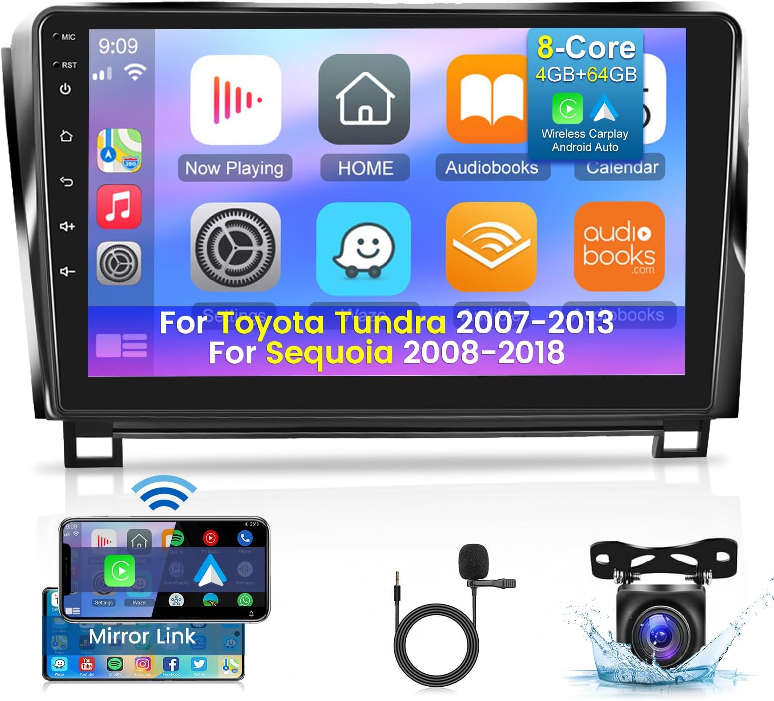 Amazon.com: [8 Core 4+64G] Car Radio for Toyota Tundra 2007-2013 and ...