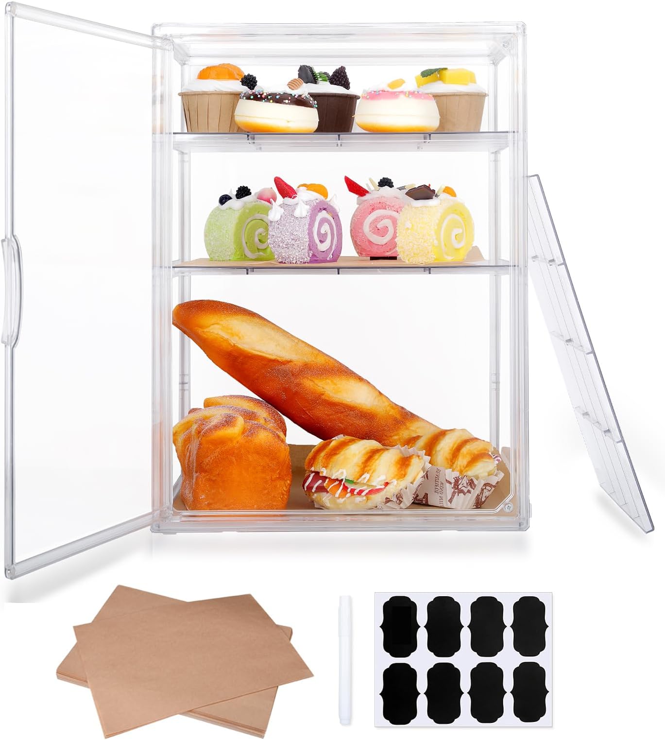 Wuciray Large Clear Bread Bin Large Double Decker Plastic Clear Bread ...