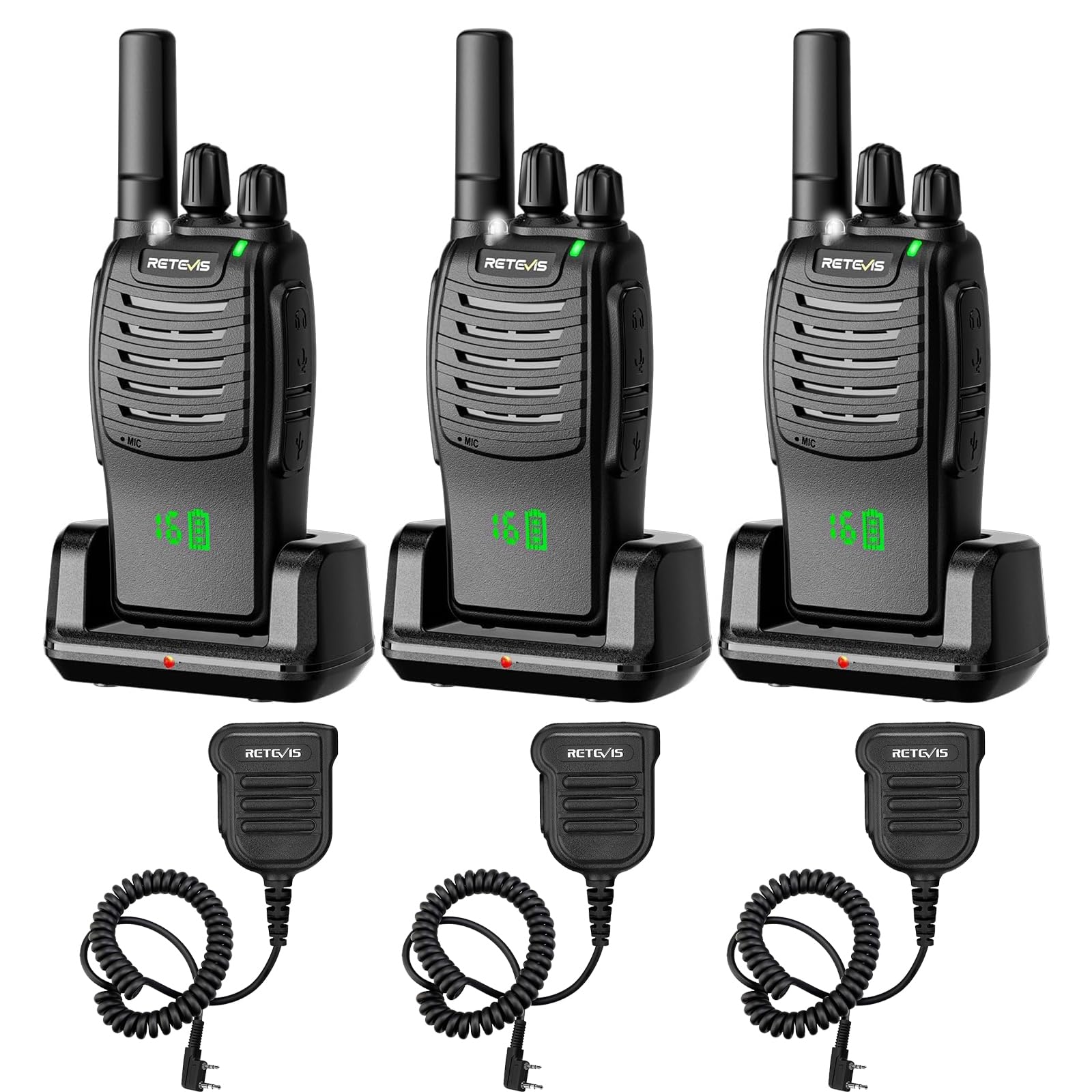 Amazon.com: Retevis H-777H Walkie Talkies(3 Pack) Bundle with Radio Mic ...