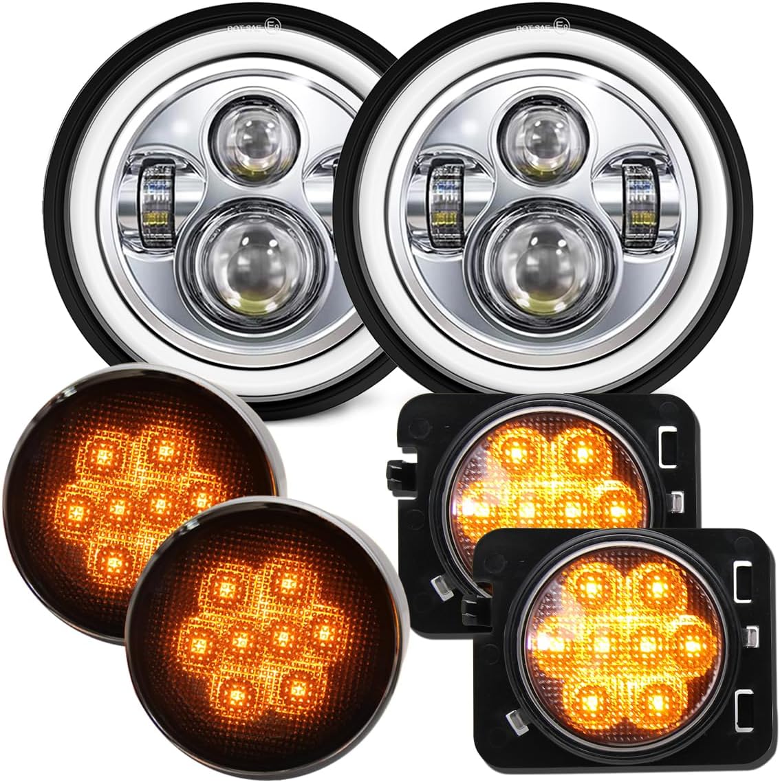 Amazon.com: UNI-SHINE 7 inch LED Headlight Round Chrome H6024 led ...