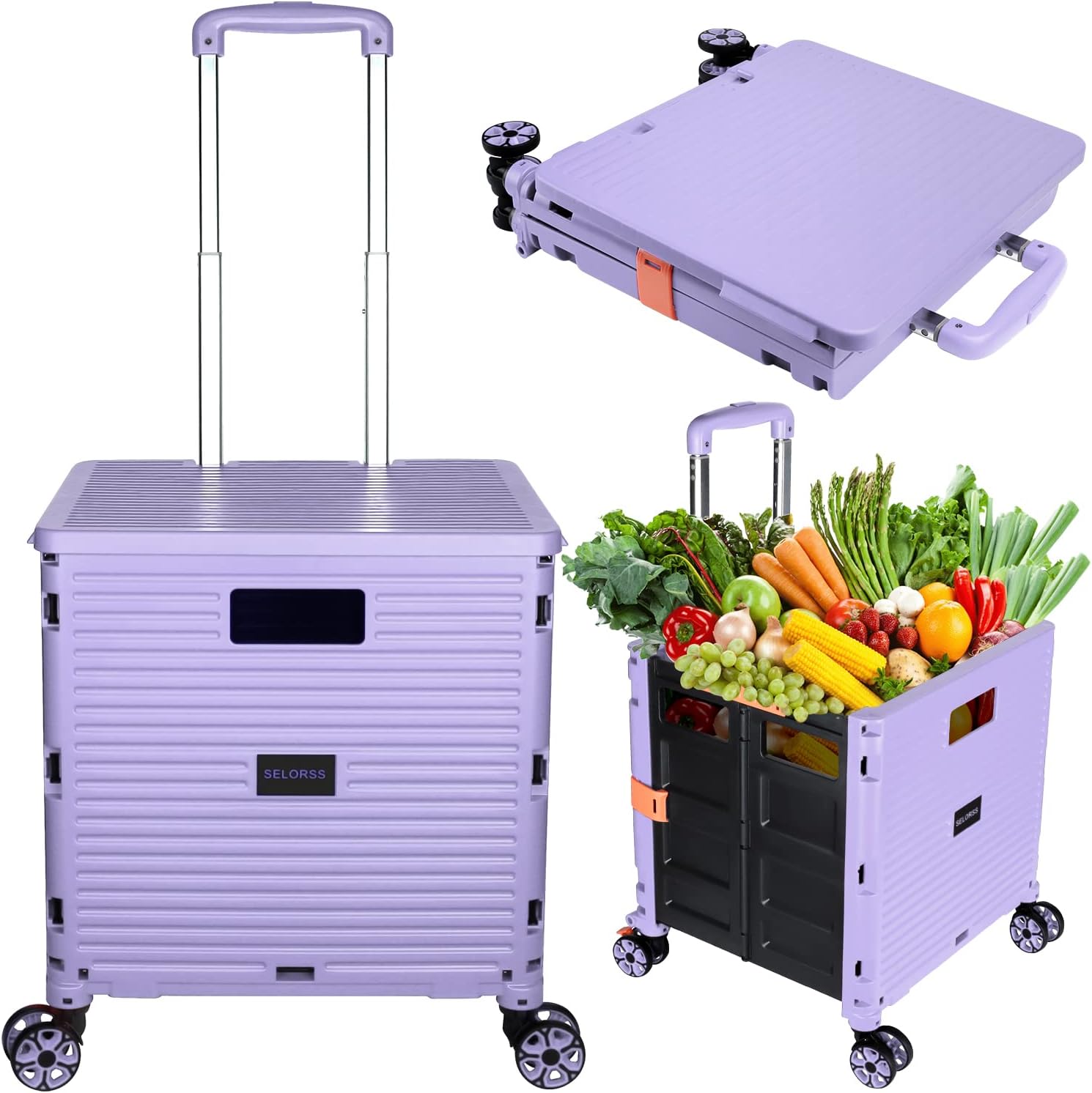 Amazon.com: SELORSS Foldable Utility Cart Portable Collapsible Crate ...