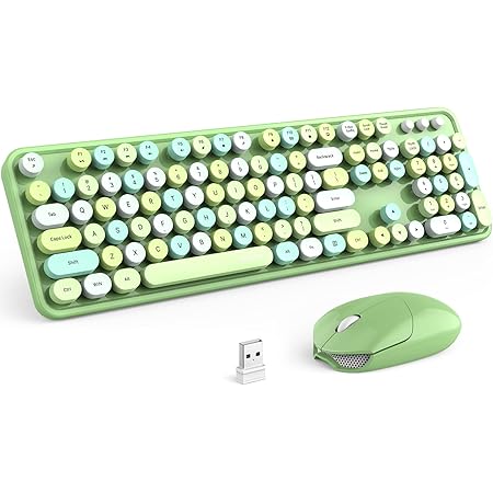 Amazon.com: Green Wireless Keyboard and Mouse Combo, Cute Colorful 104 ...