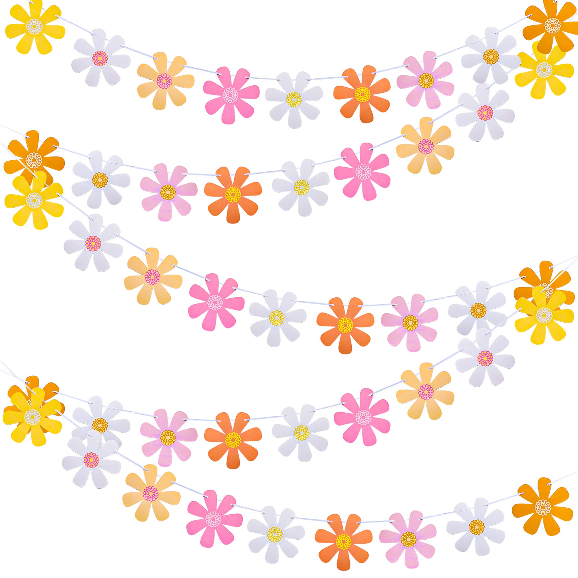 Amazon.com: Set of 5 Daisy Groovy Banner Boho Daisy Paper Garlands ...