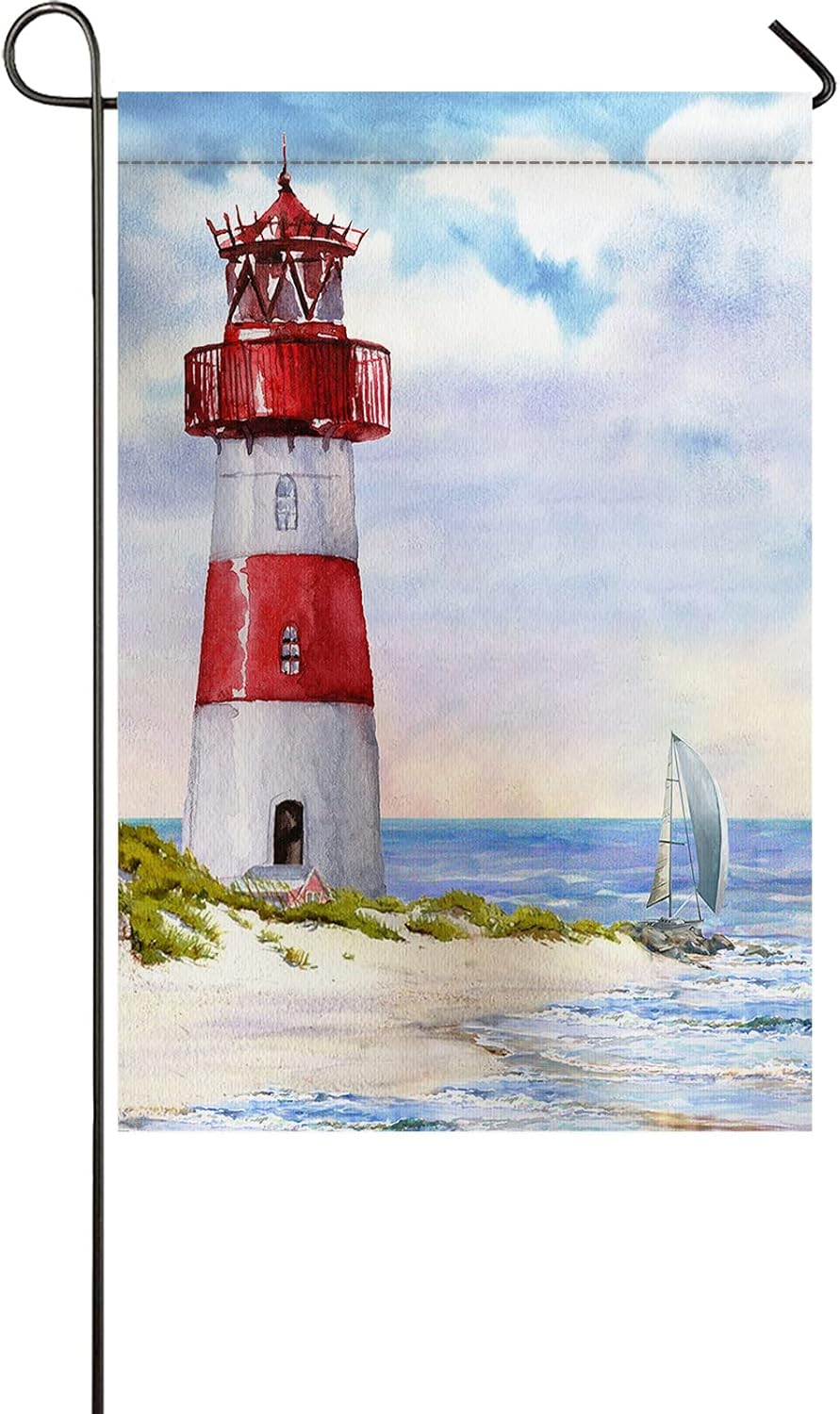 Amazon.com : Seasonal Garden Flags Double Sided Beach Lighthouse 28" x ...