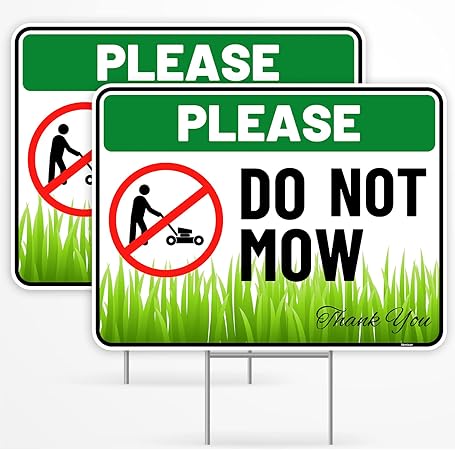 Amazon.com: 2PC Do Not Mow Sign with Stake, 12 Inches by 9 Inches ...