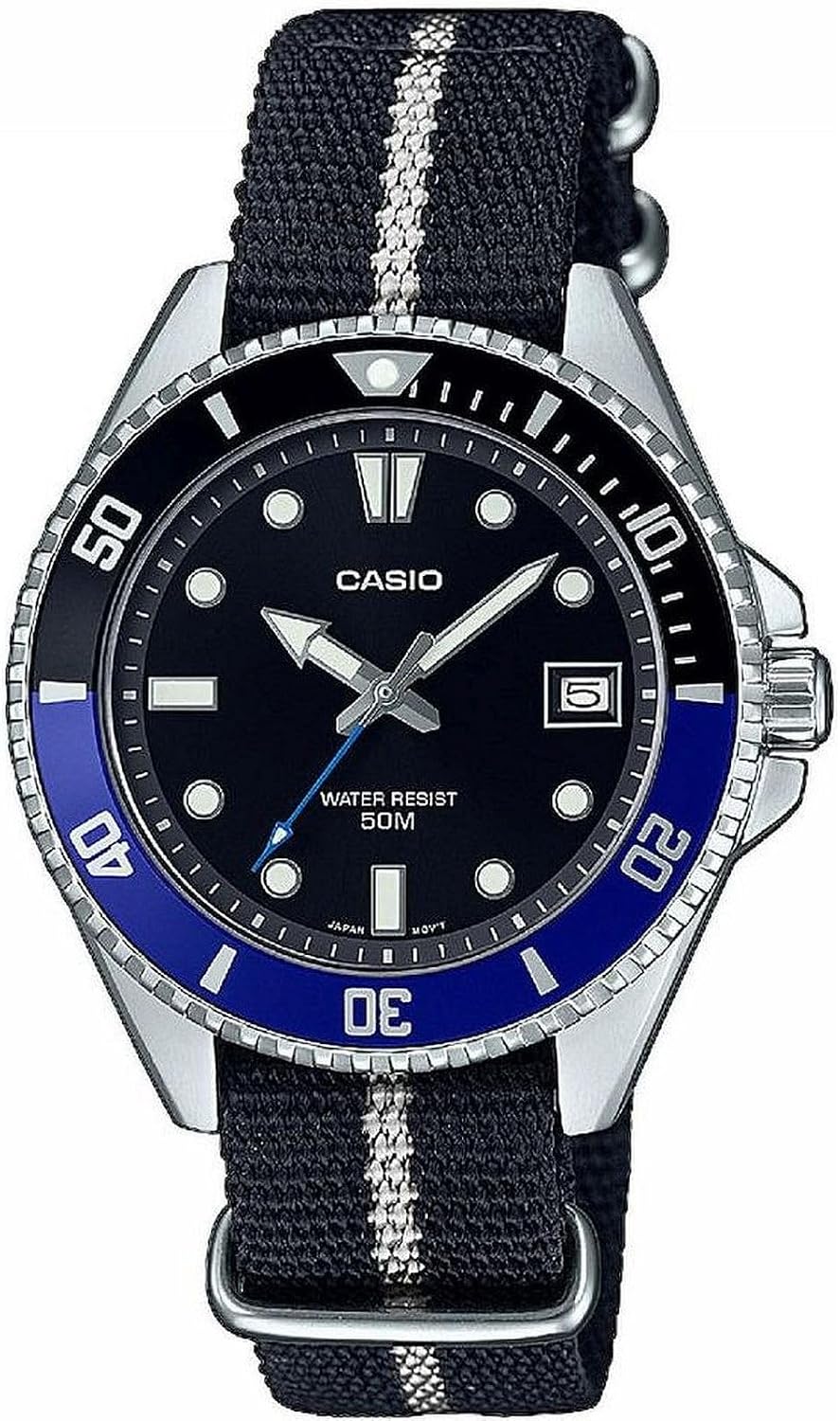 Casio Unisex's Analogue Quartz Watch with Fabric Strap MDV-10C-1A2VEF ...