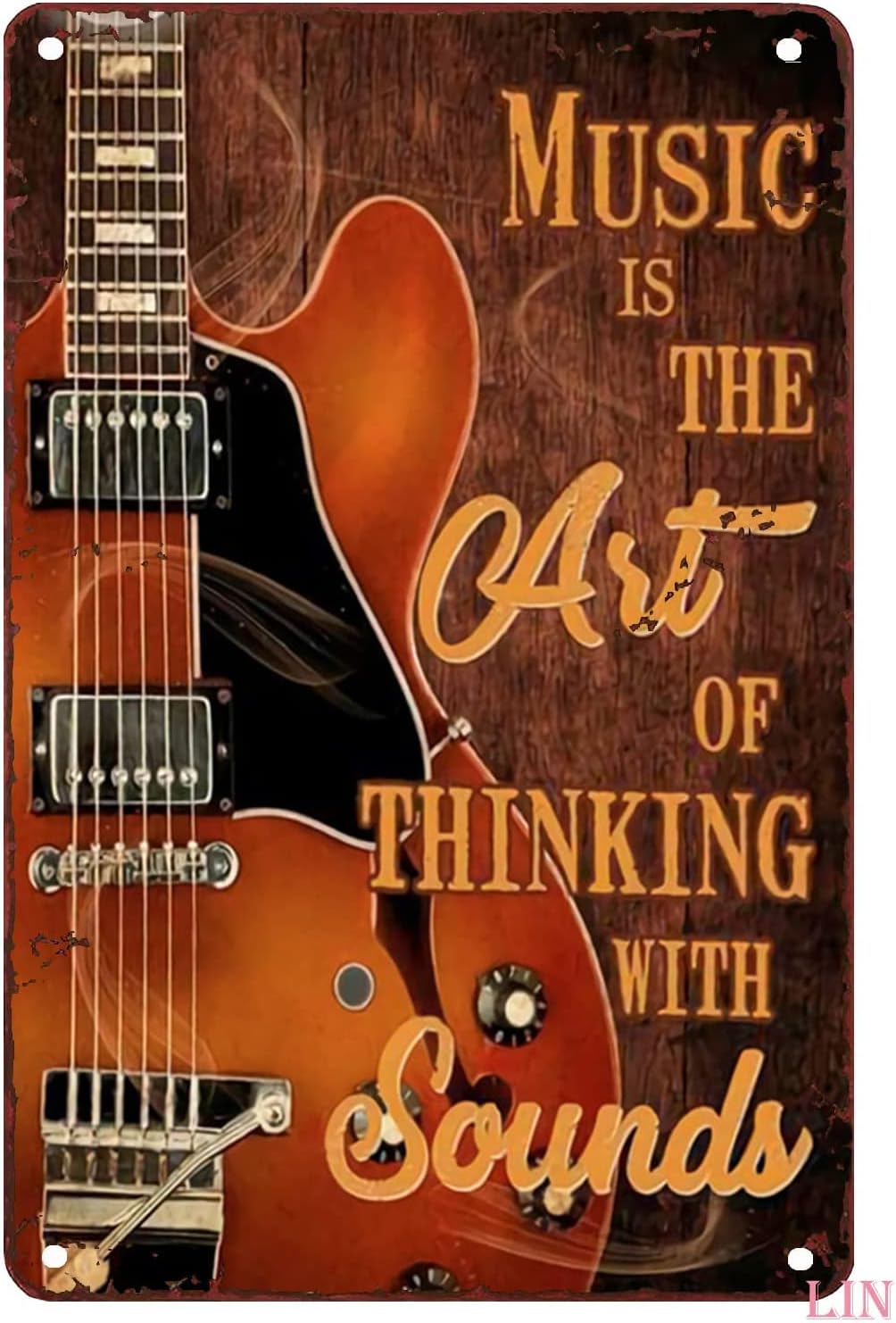 Amazon.com: Guitar Tin Signs Vintage Guitar Vertical Music is The Art ...