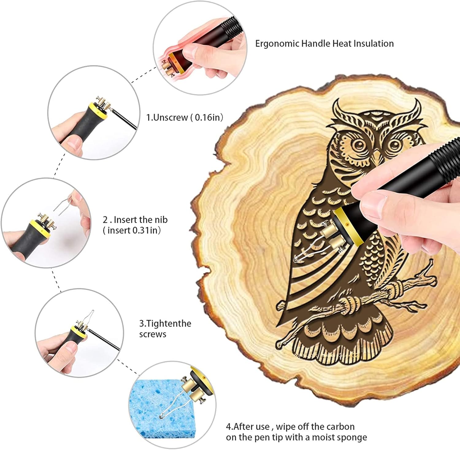 Professional Wood Burning Kit, 60W Digital Adjustable Pyrography Tool ...
