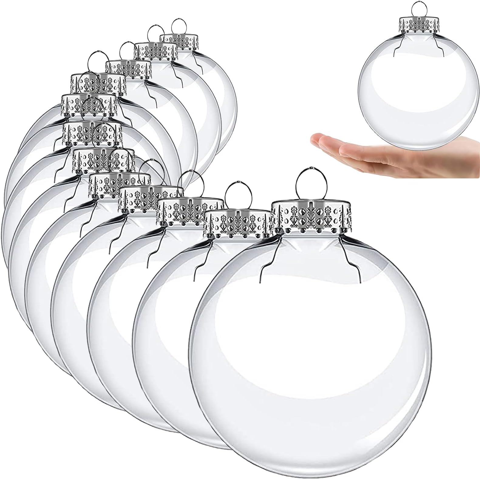Amazon.com: Kecugres 20pk 100mm Hanging Acrylic Plastic Clear Ornaments ...