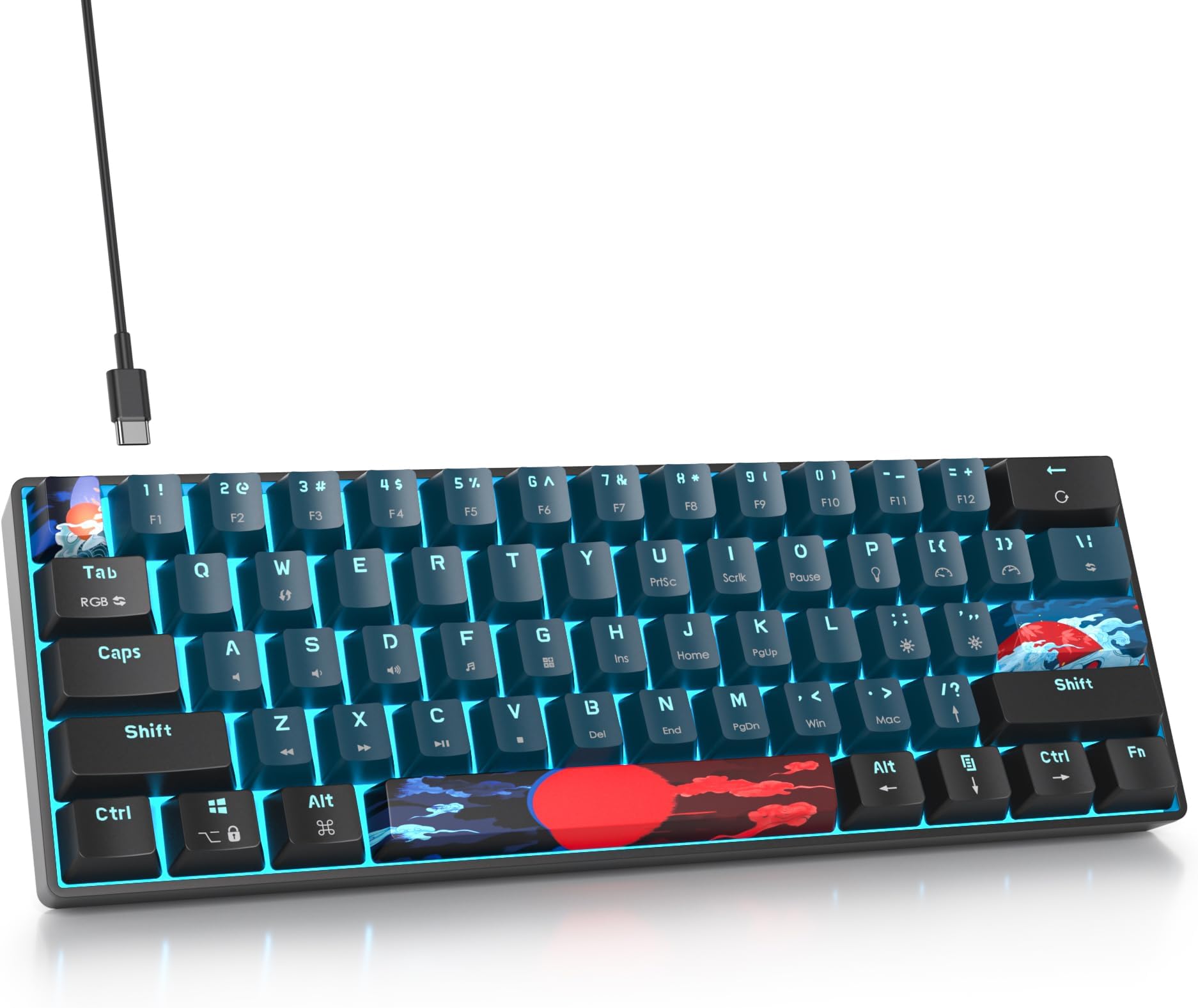 UrChoiceLtd AK33 Backlit Usb Wired Gaming Mechanical Keyboard Blue ...