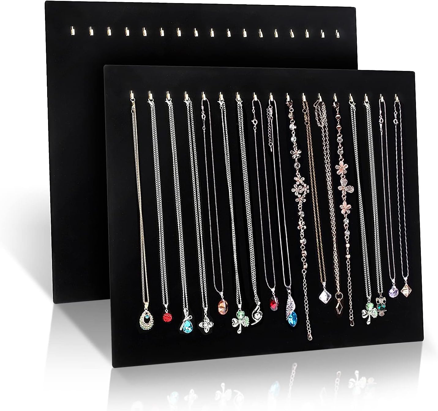 BELLE VOUS Black Velvet Necklace Jewellery Chain Holder - 37 x 30cm/14. ...