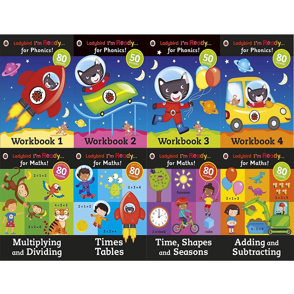Ladybird I'm Ready for Phonics and Maths KS1 Easy Learning 8 Books ...