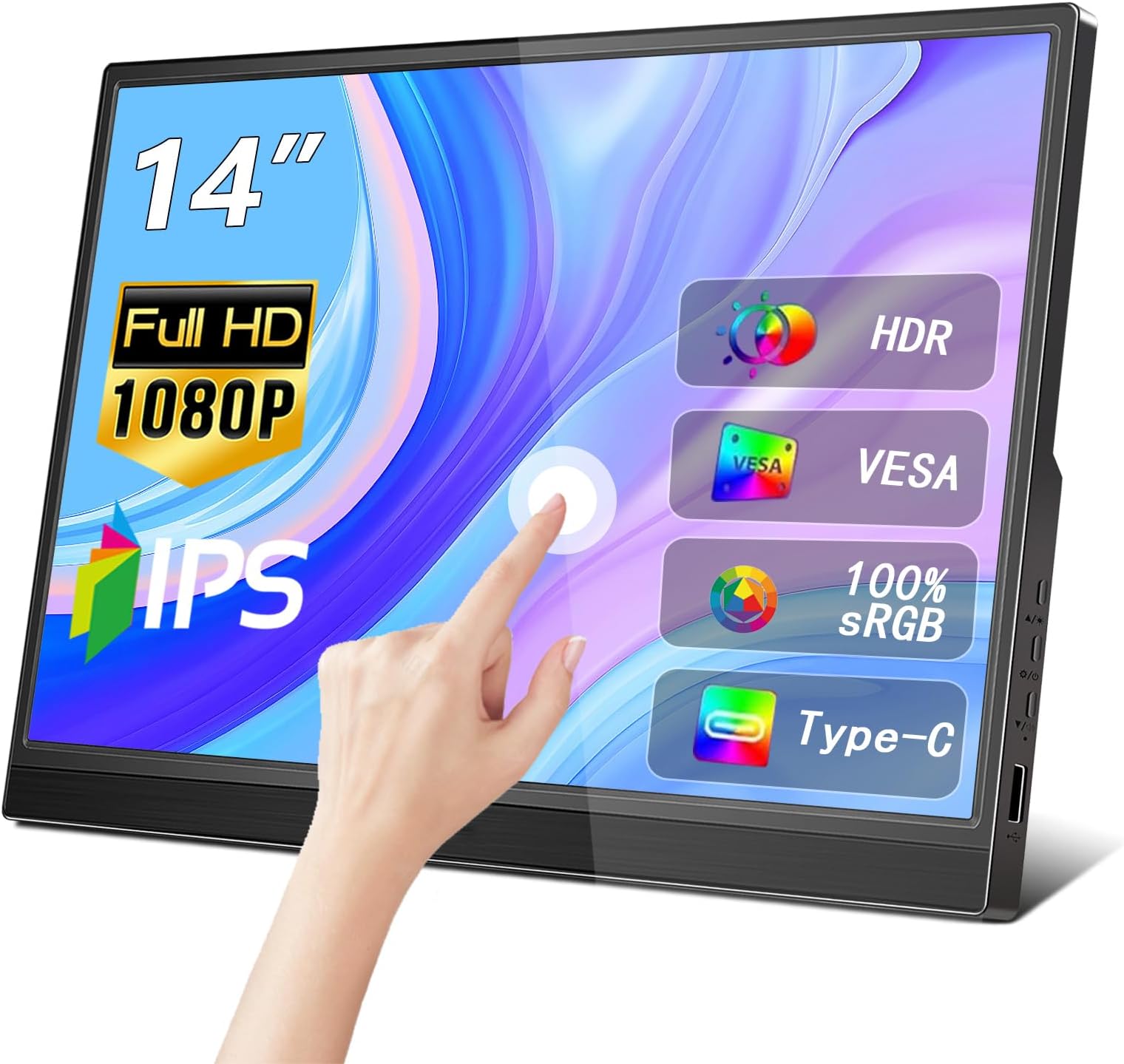 Amazon.com: 14 Inch Touchscreen Portable Monitor IPS 1080P Built-in ...