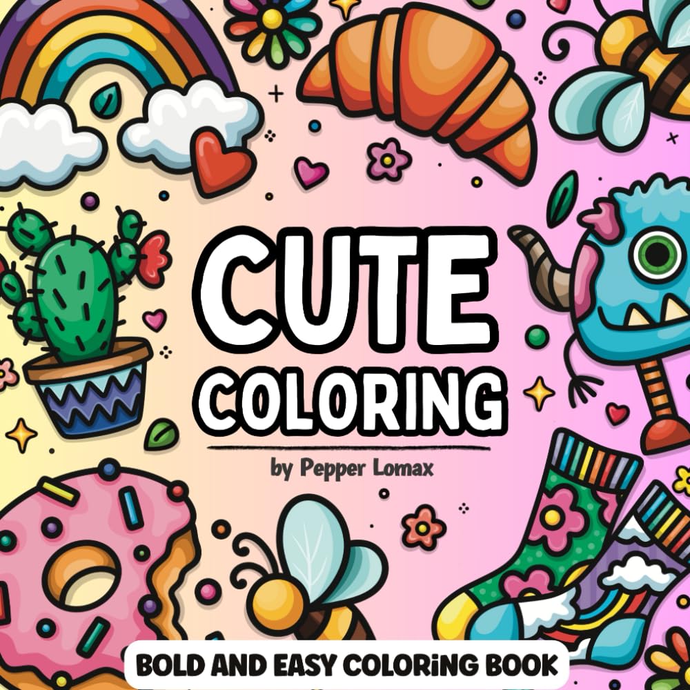 Amazon.com: Cute Bold and Easy Coloring Book: 50 Simple Designs of ...