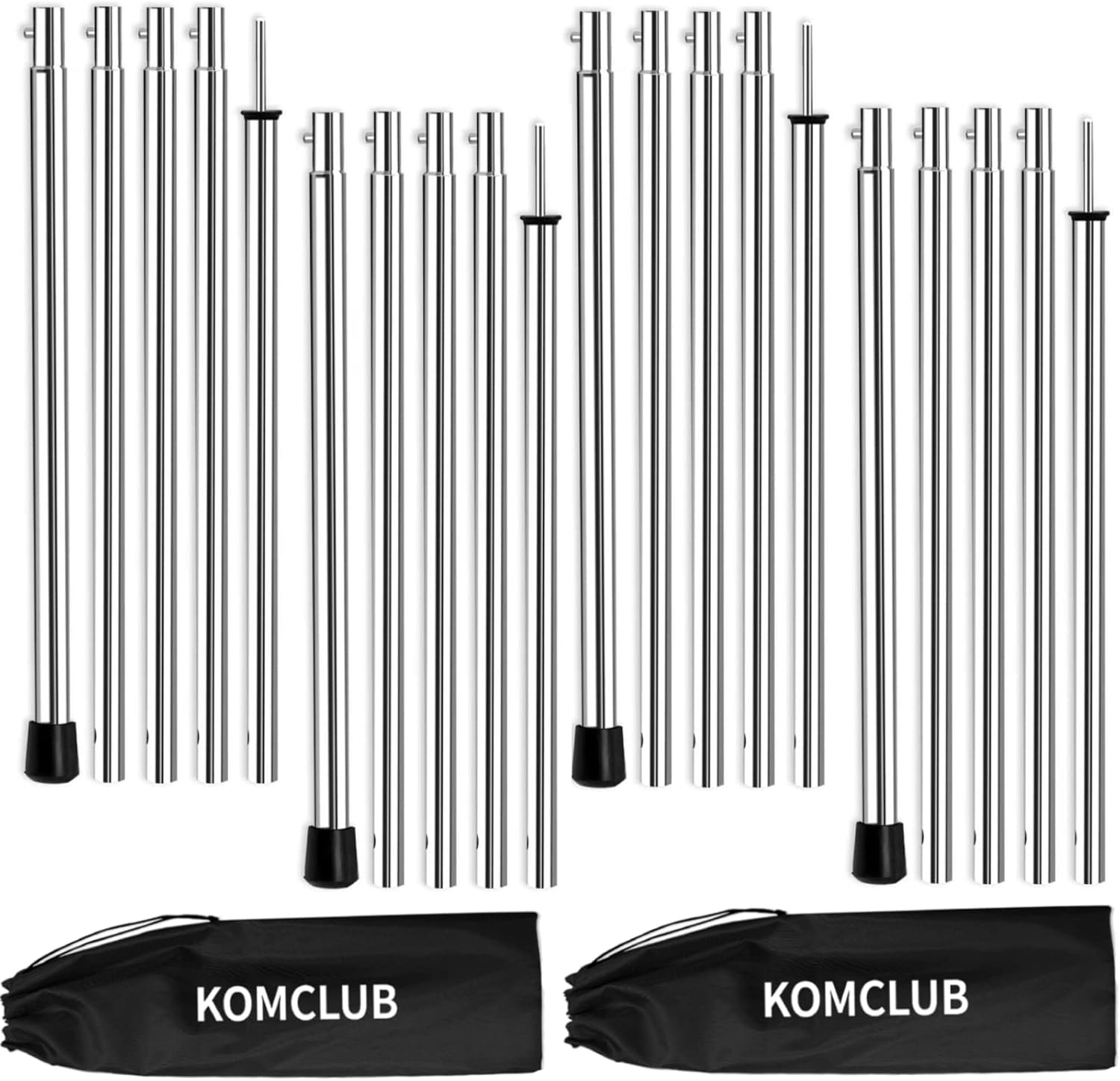 KOMCLUB Telescoping Tent Poles Adjustable Tarp Poles Camping Stainless ...
