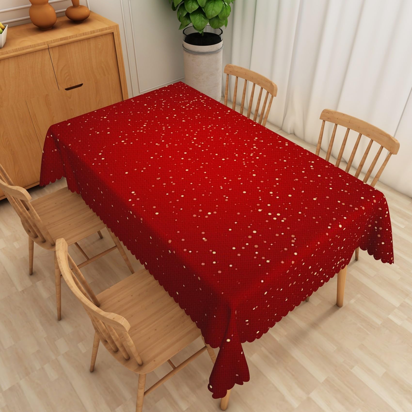 Amazon.com: Umpoo Red Christmas Tablecloth 52x70 Inch Gold Polka Dots ...