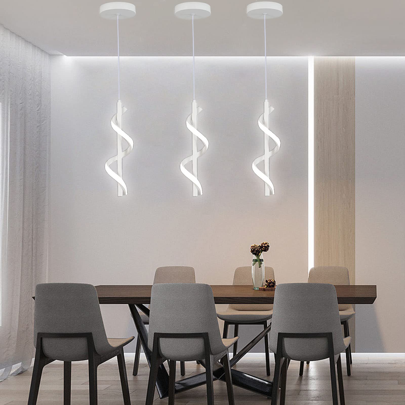 13W Modern Spiral Led Pendant Light Fixture, Cold White 5500K ...