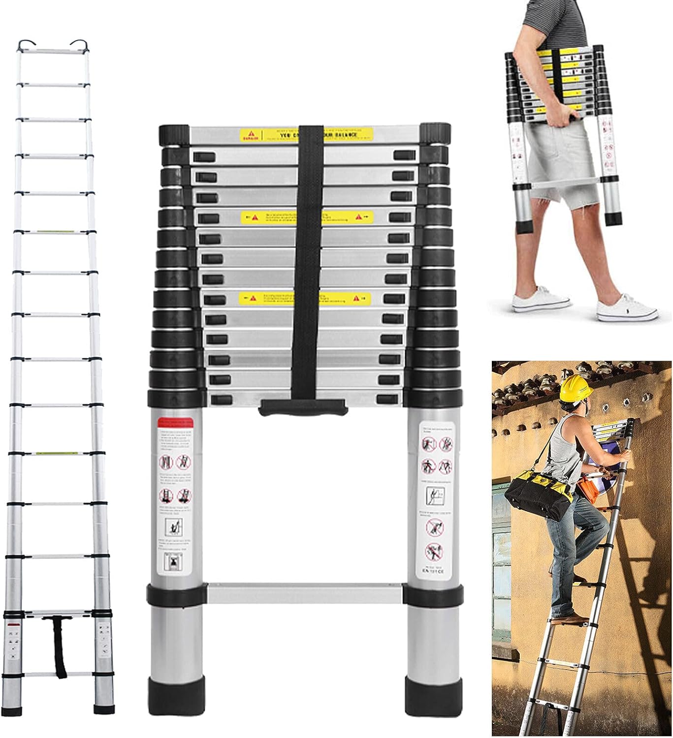 20.5Ft/6.2M Telescoping Multi-Purpose Aluminum Extension Ladder for ...