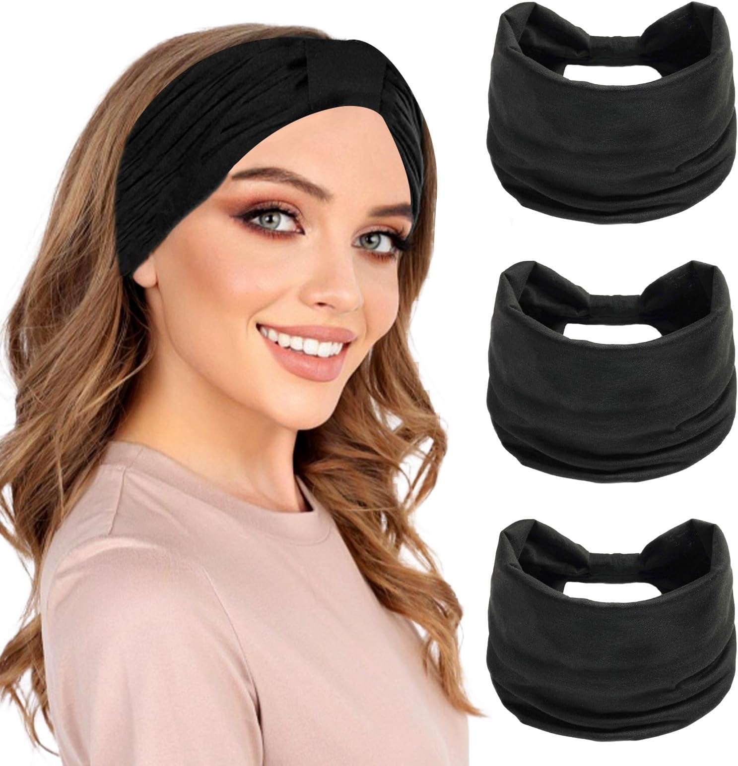 Amazon.com : Huachi 2 Packs Black Bow Headbands for Women 7’’ Extra ...