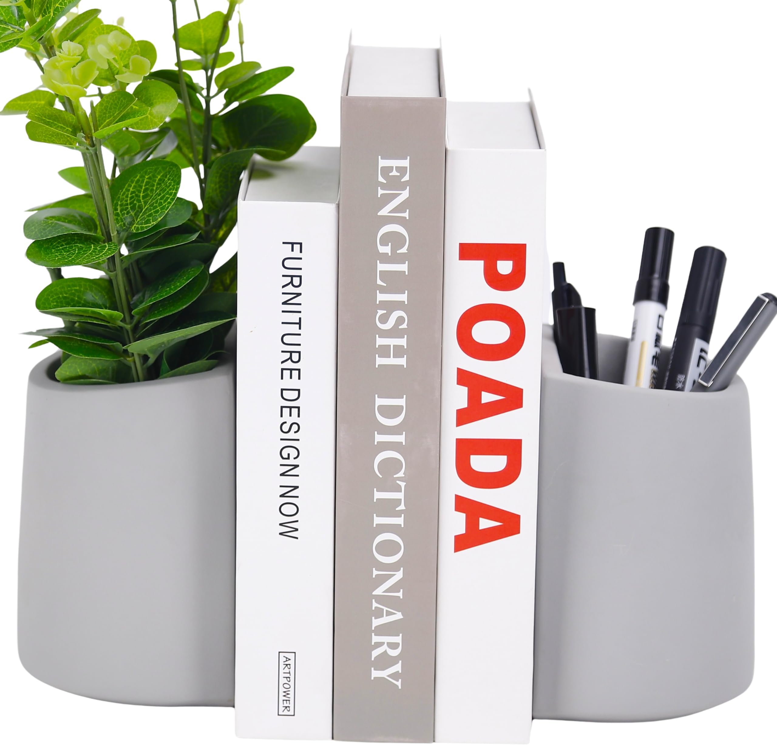 Amazon.com: Decorative Bookends, Concrete Planter Bookends, Heavy Duty ...