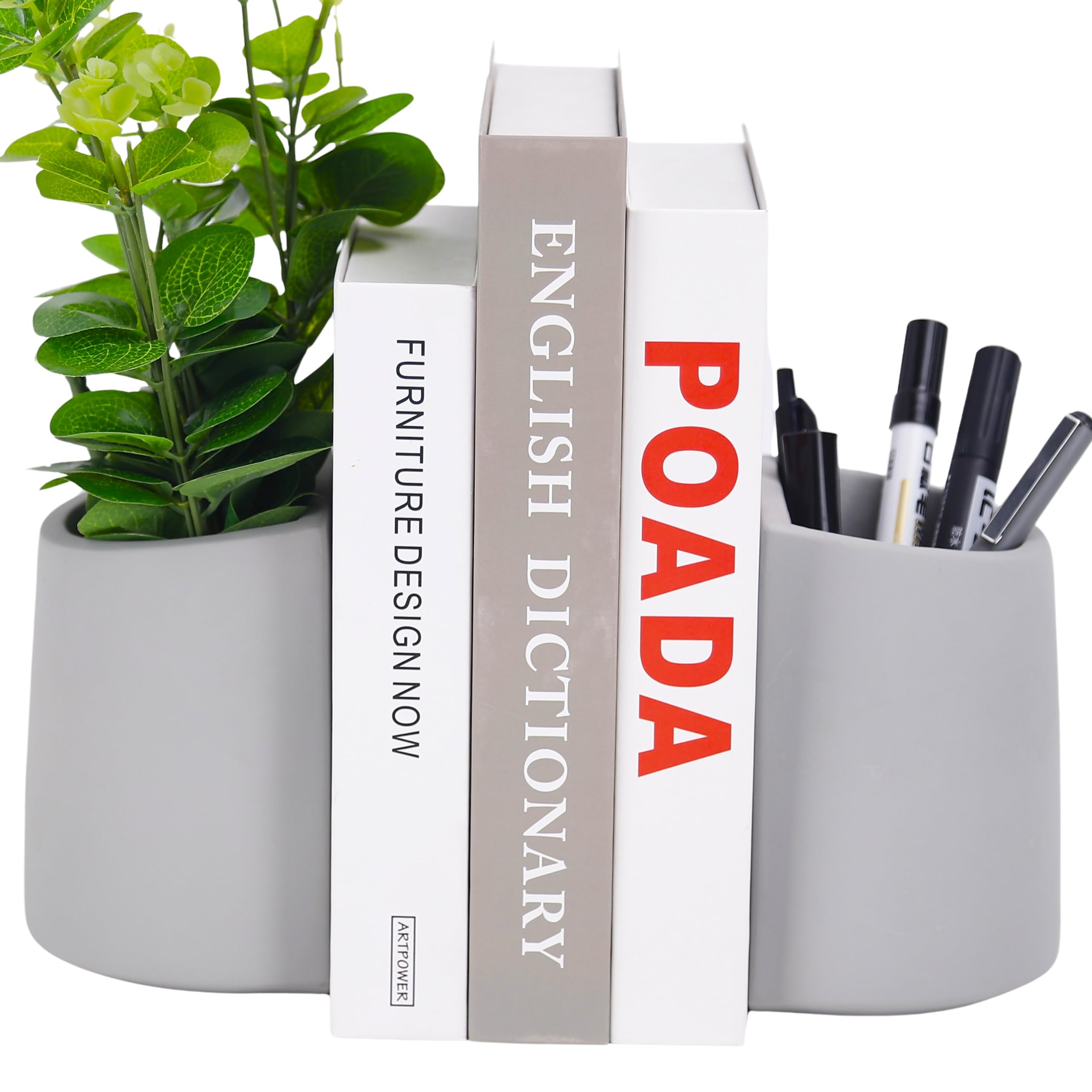 Decorative Bookends, Concrete Planter Bookends, Heavy Duty Book Ends ...