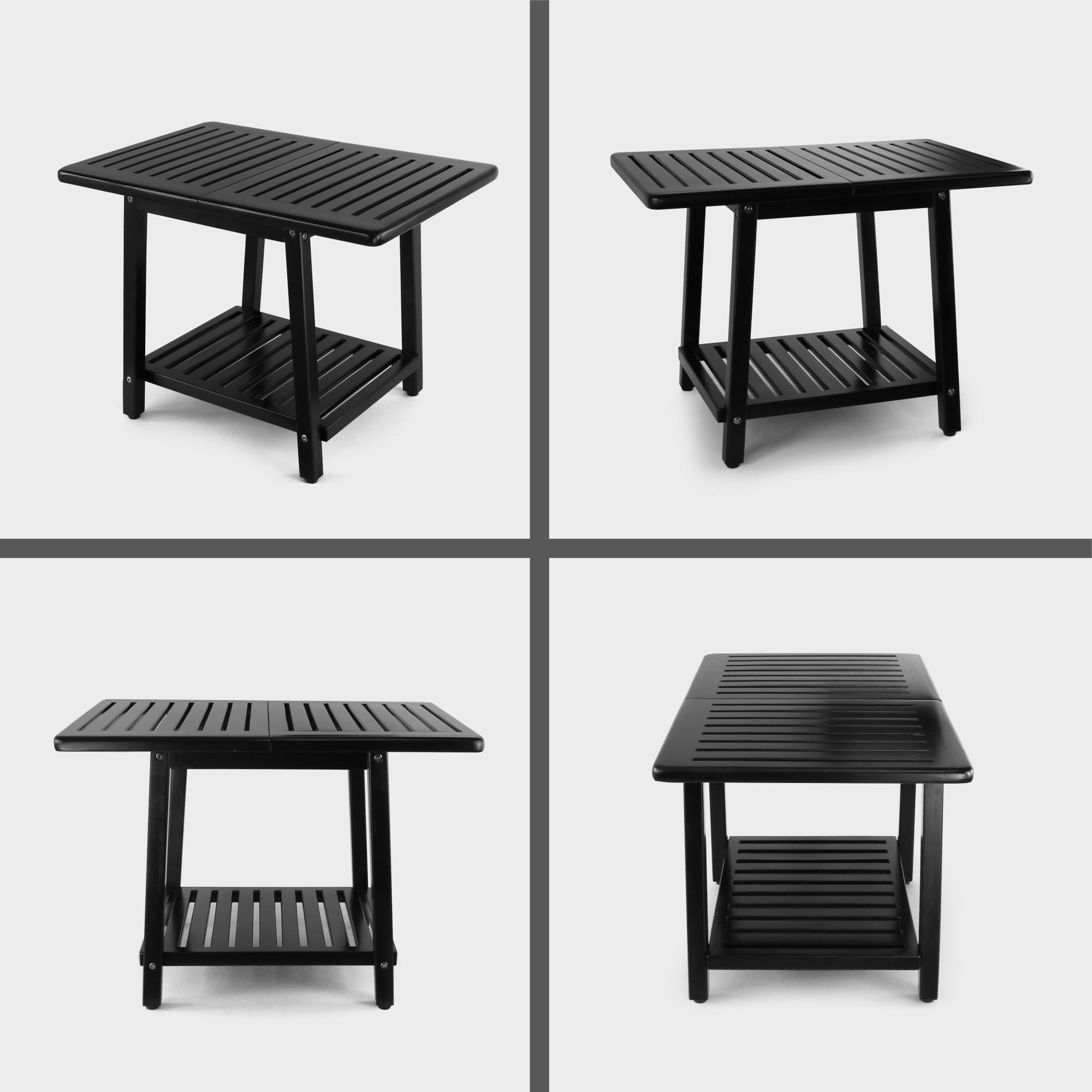 Snapklik.com : ENKEZI Acacia 24 Inches Outdoor Side Table, 2-Tier ...