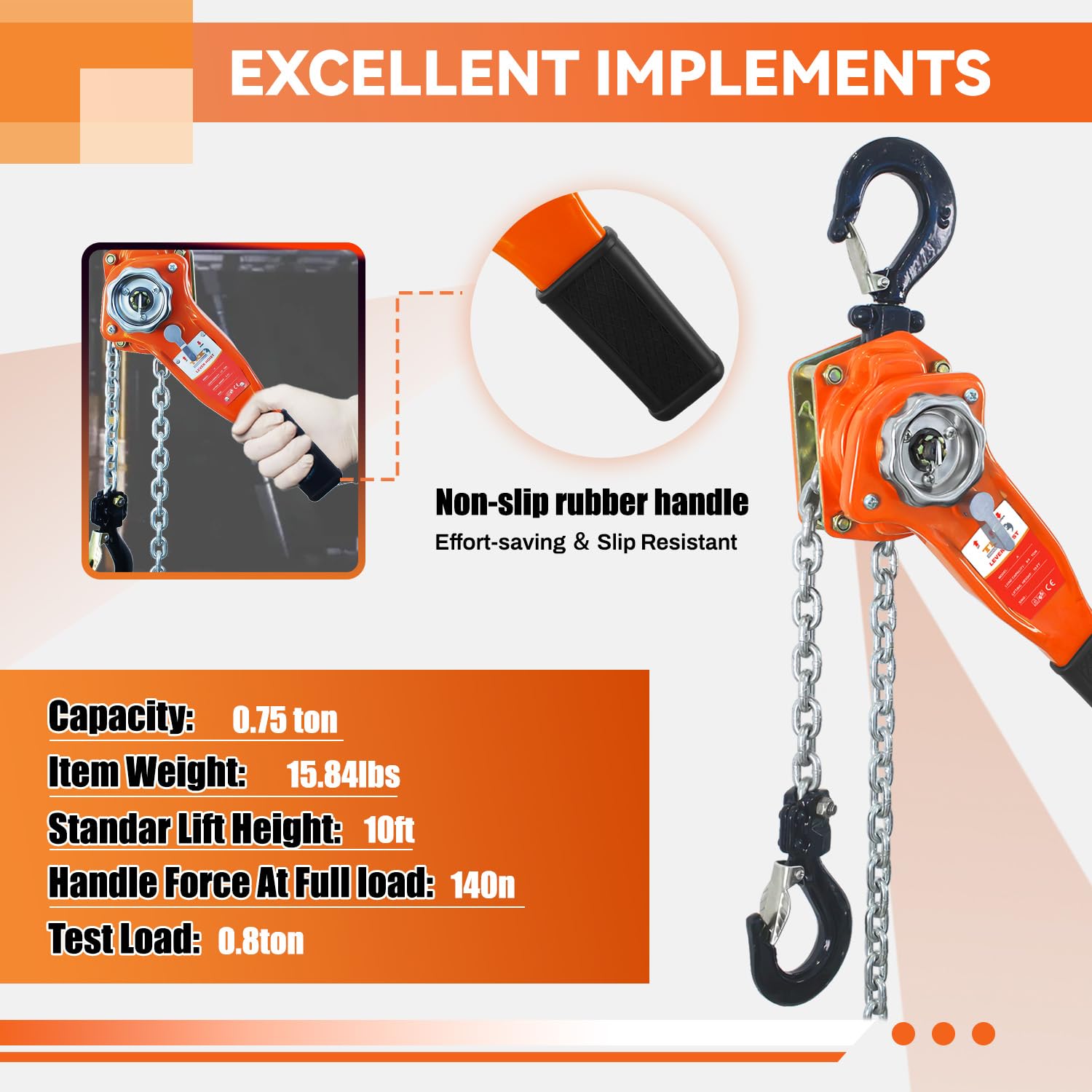 Snapklik.com : TKK Lever Chain Hoist 1650LBS 10FT - 3/4 Ton Manual ...