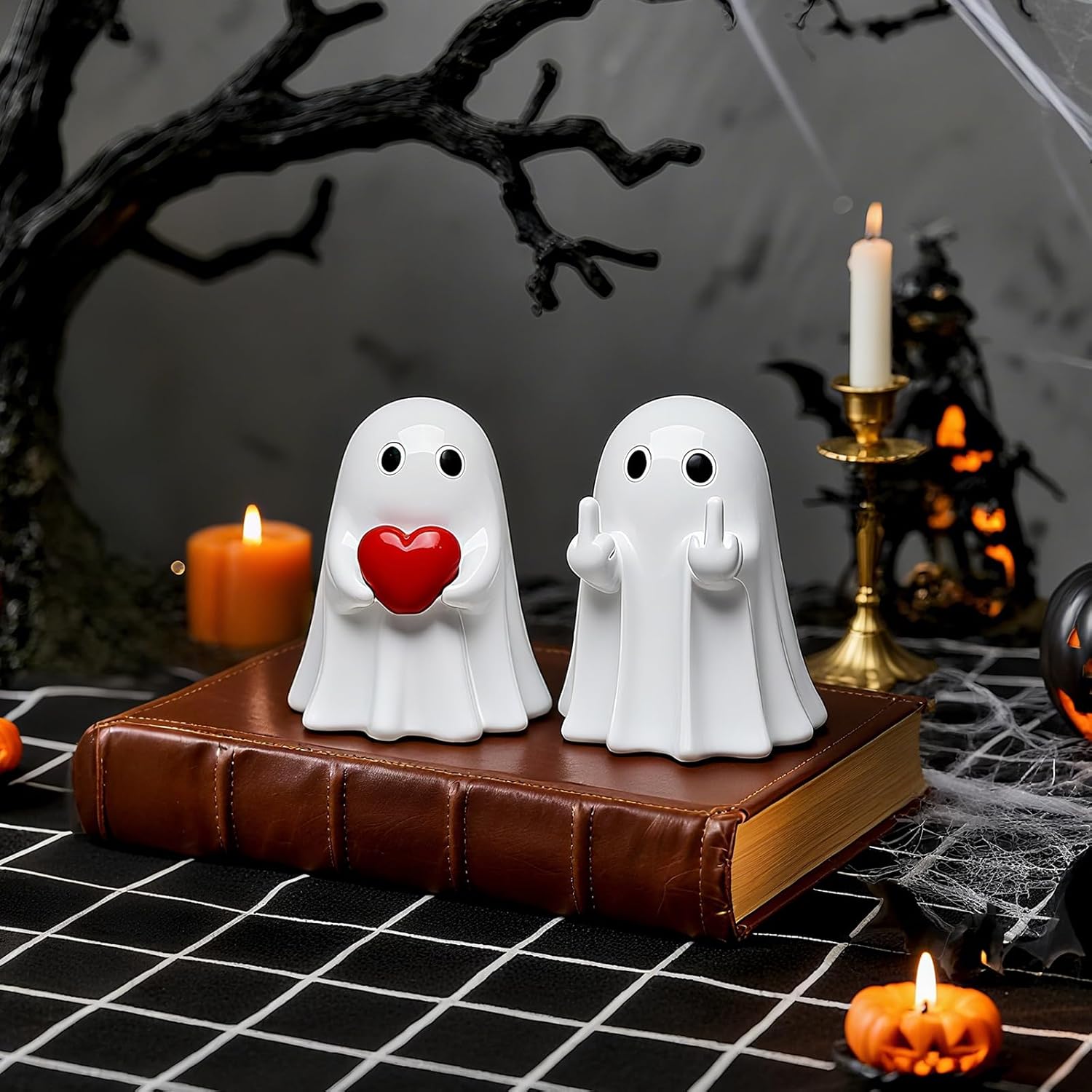 Amazon.com: Nollapo Halloween Ghost Figurine Decor - 2Packs Funny ...