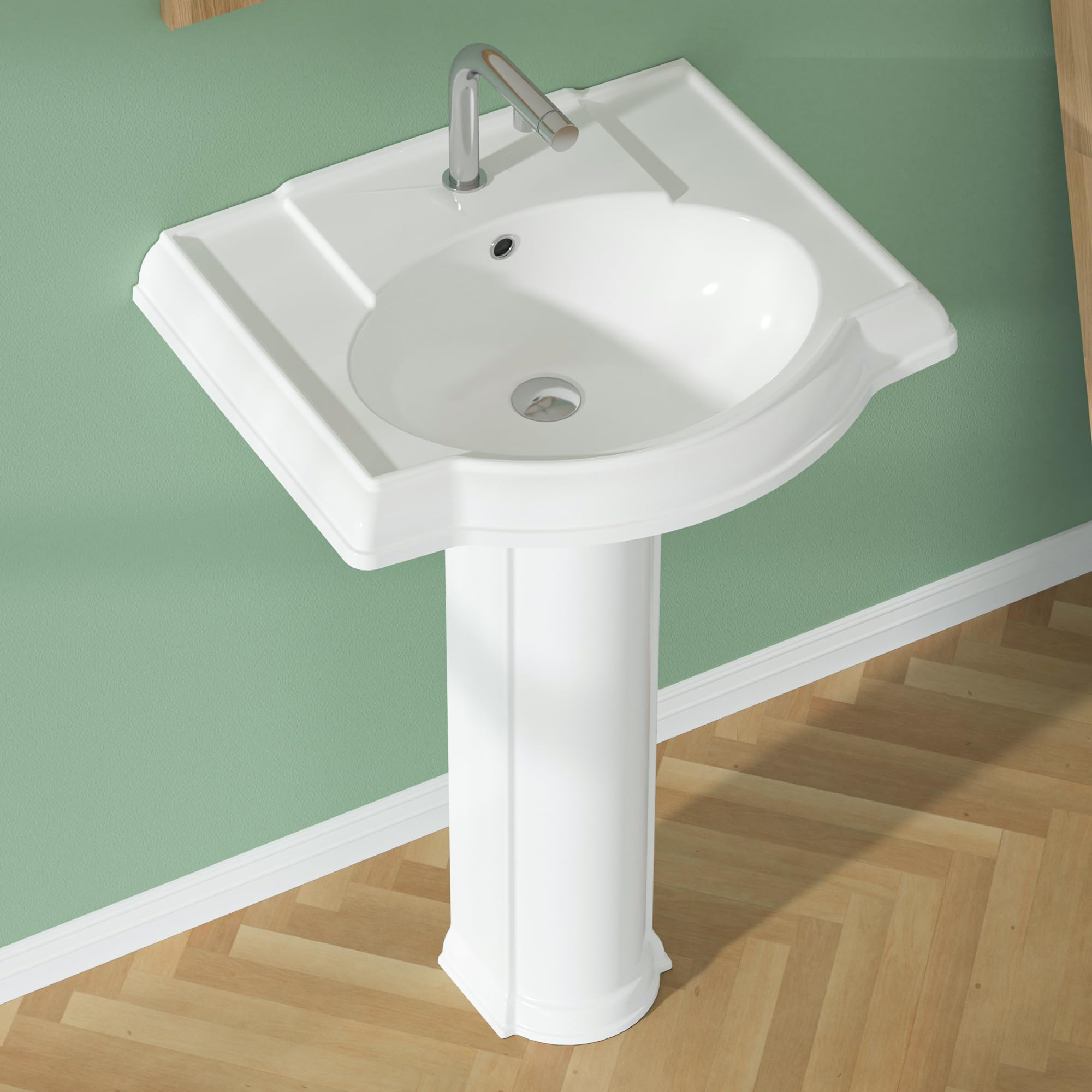 Snapklik.com : Miuara Pedestal Sink 24 Inch -1 Hole Classic Vintage ...