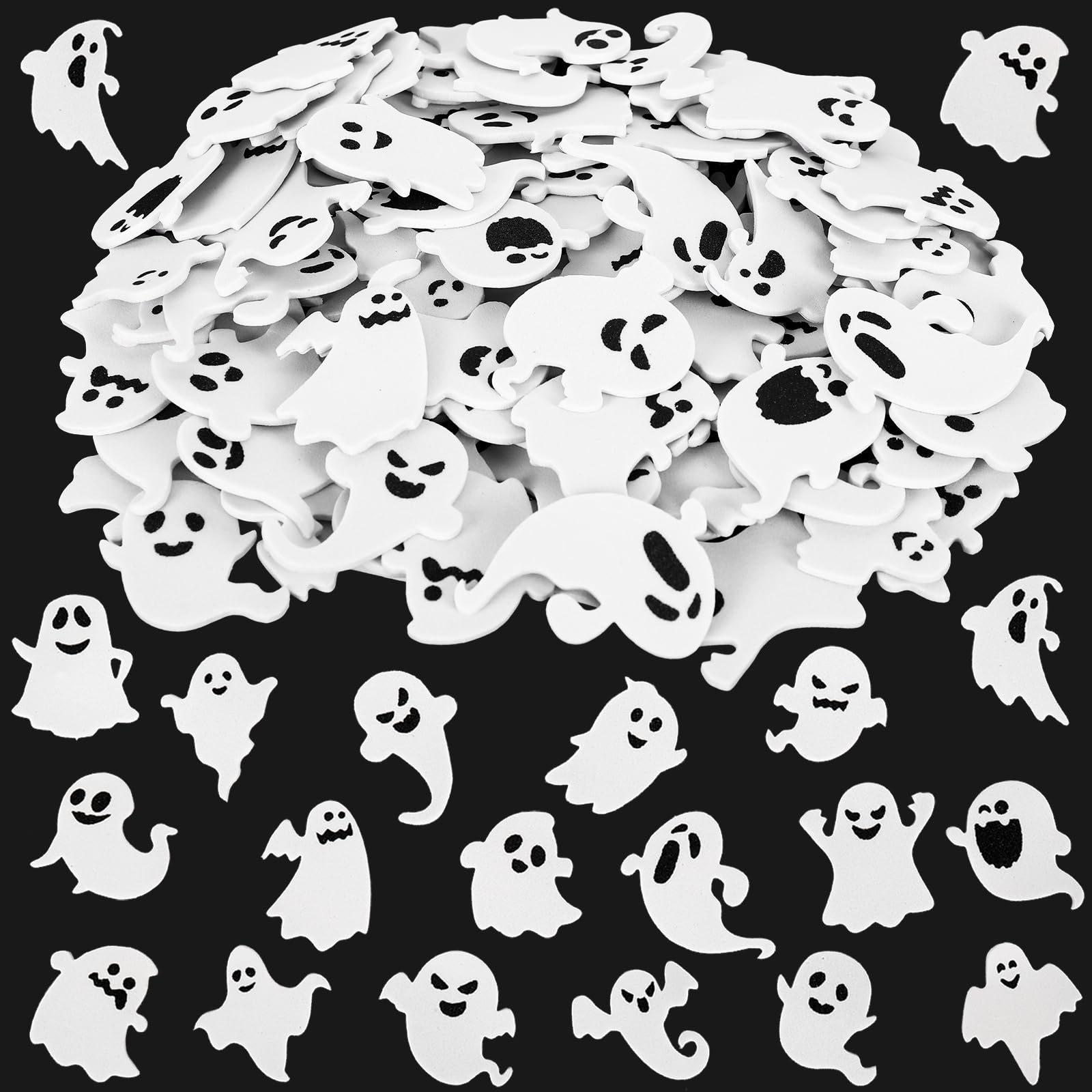 Amazon.com: AnyDesign 450Pcs Halloween Ghost Foam Stickers Ghost Self ...