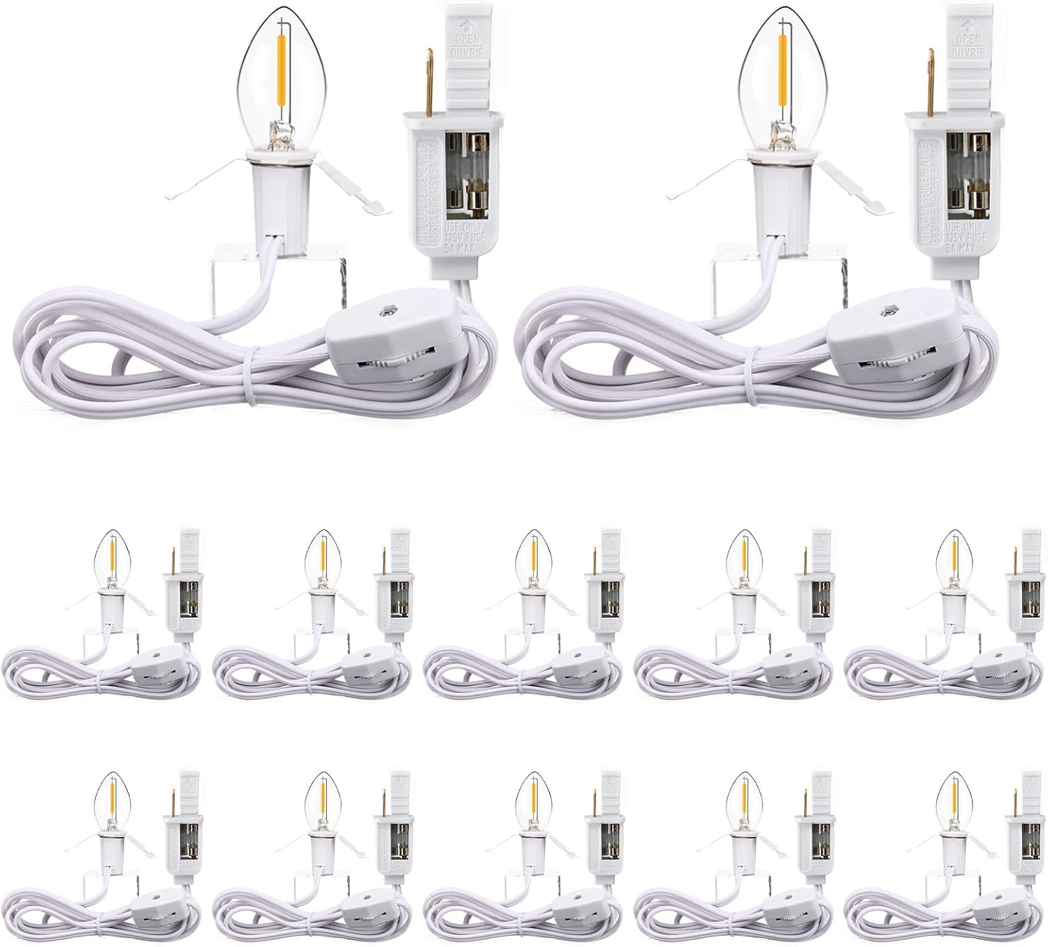 Amazon.com: Enhon 12 Pack Christmas Village Light Cord Bulk, Each 6 ft ...