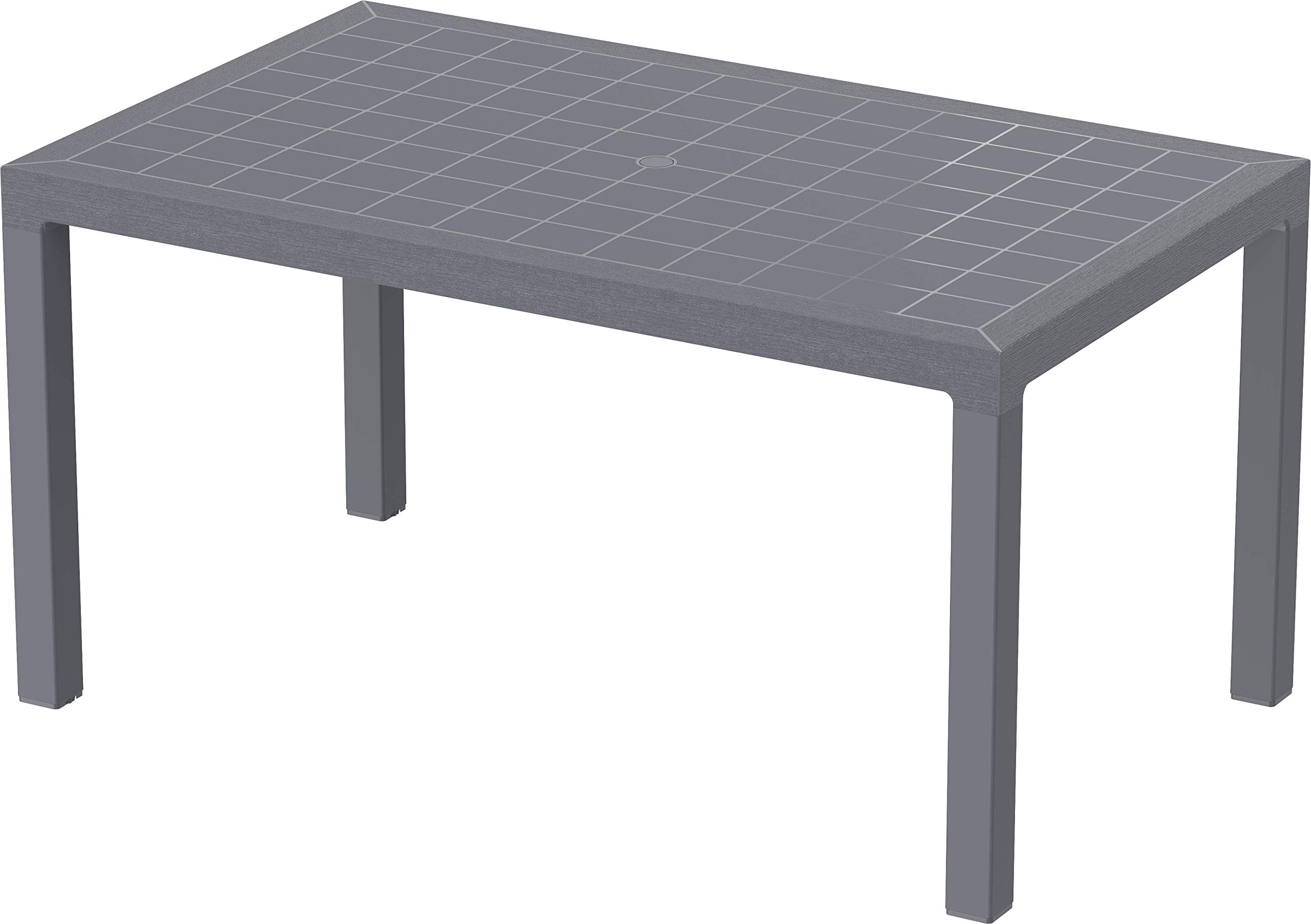 Cosmoplast Cedargrain 6 Seater Resin Outdoor Dining Table, Dark Grey ...