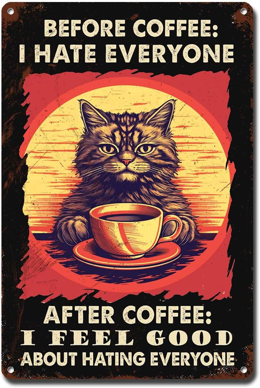 Amazon.com: Lygond Metal Sign Tin Sign Vintage Wall Art Black Cat ...